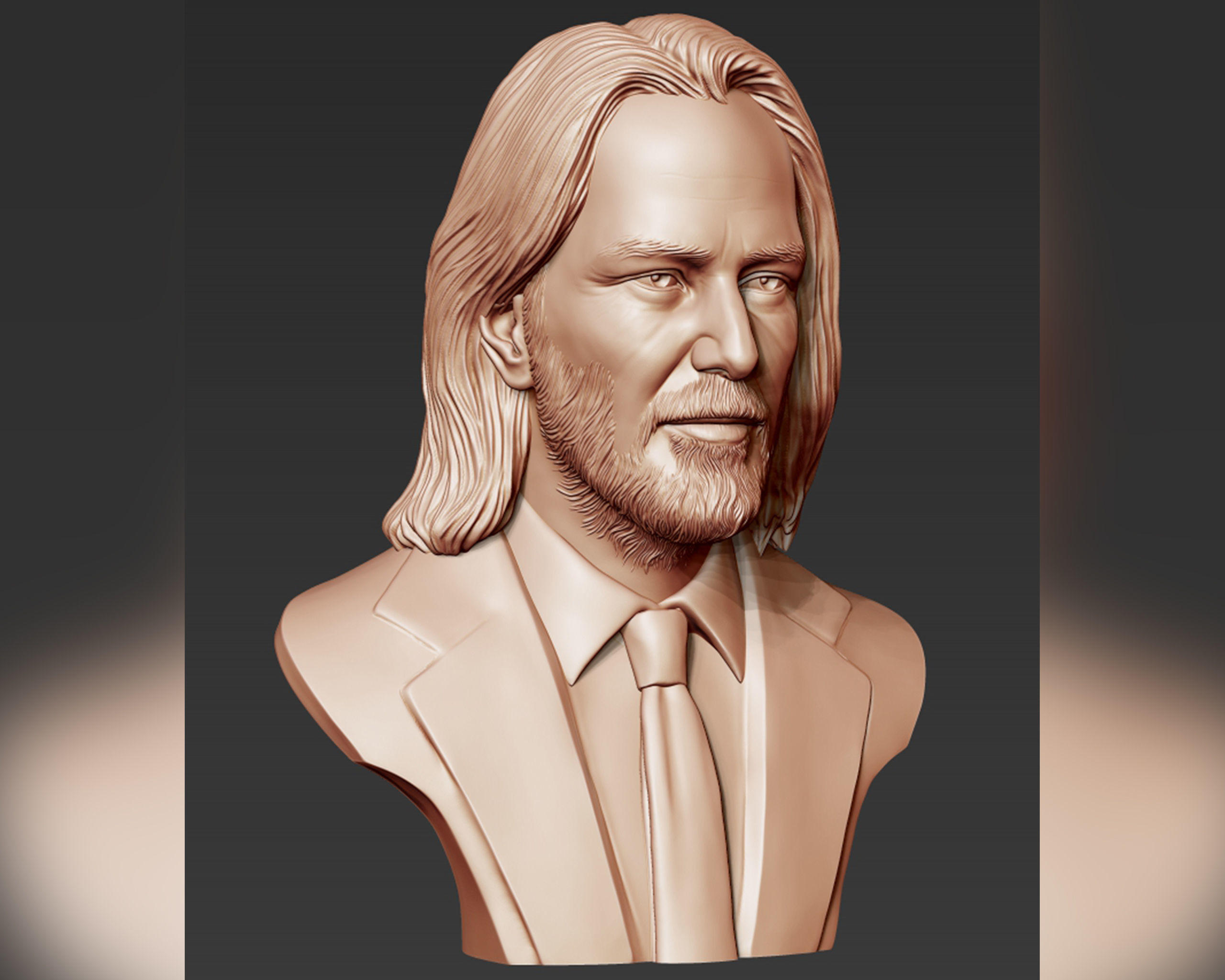 Keanu Reeves 3D portrait sculpture 3D model 3D printable | CGTrader