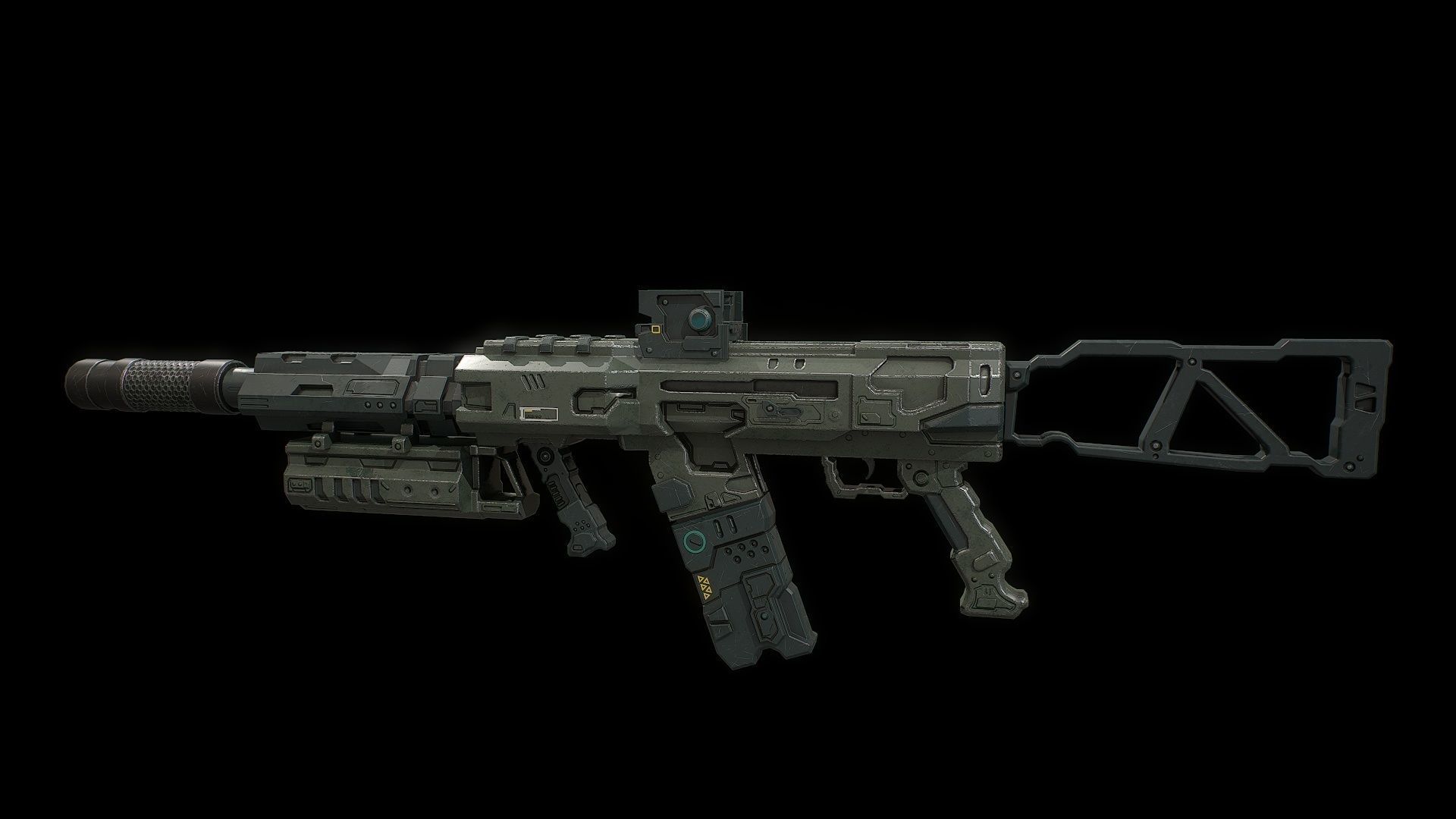 3D model Futuristic dark assault rifle VR / AR / low-poly | CGTrader