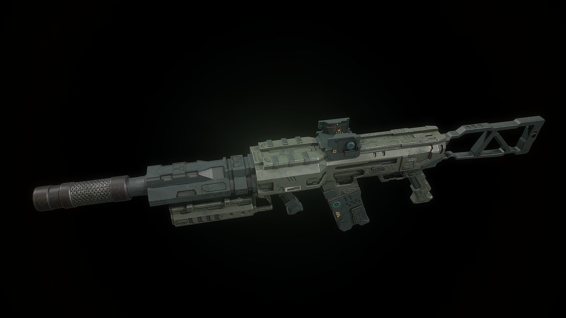 3D model Futuristic dark assault rifle VR / AR / low-poly | CGTrader