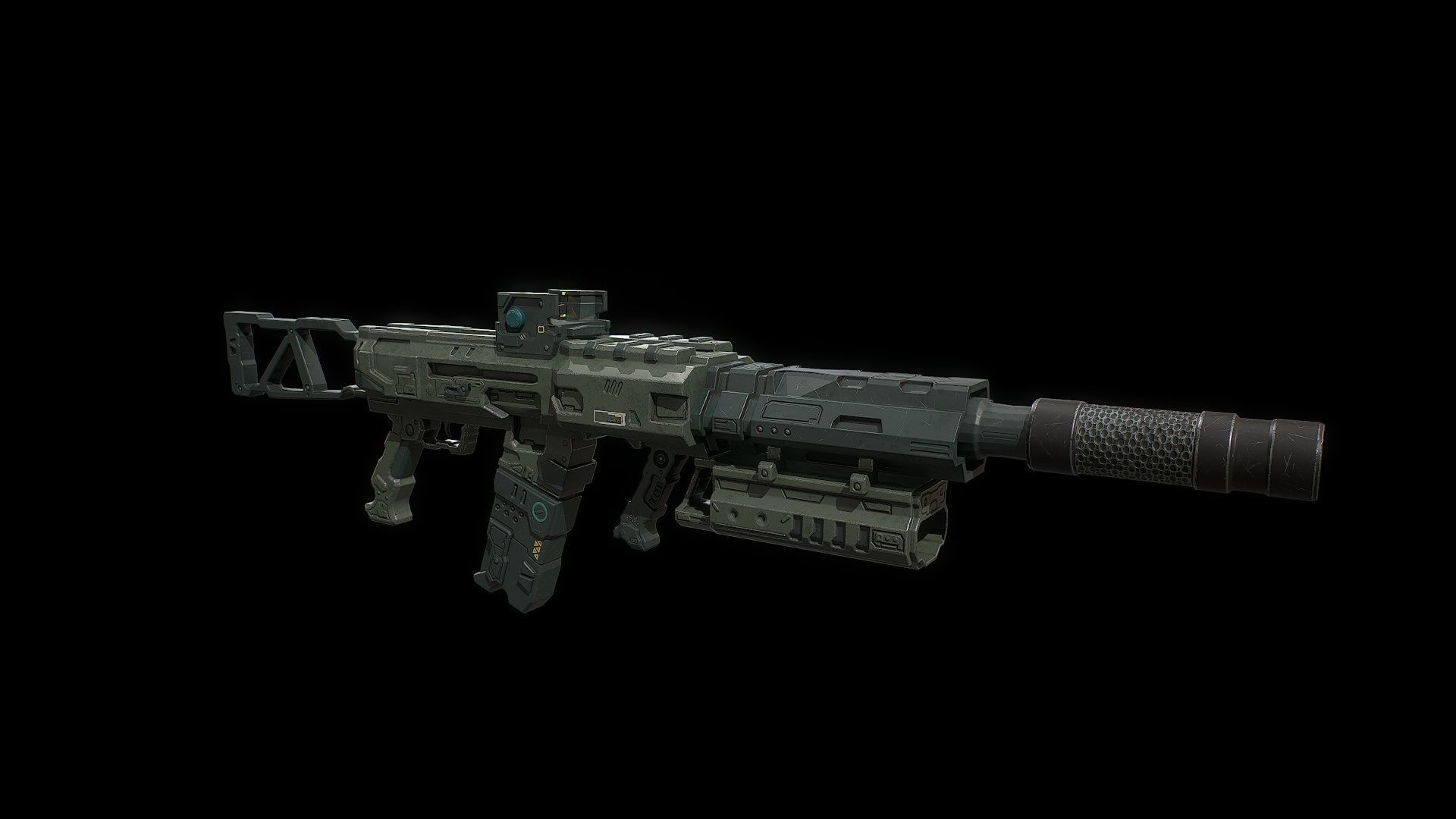 3D model Futuristic dark assault rifle VR / AR / low-poly | CGTrader