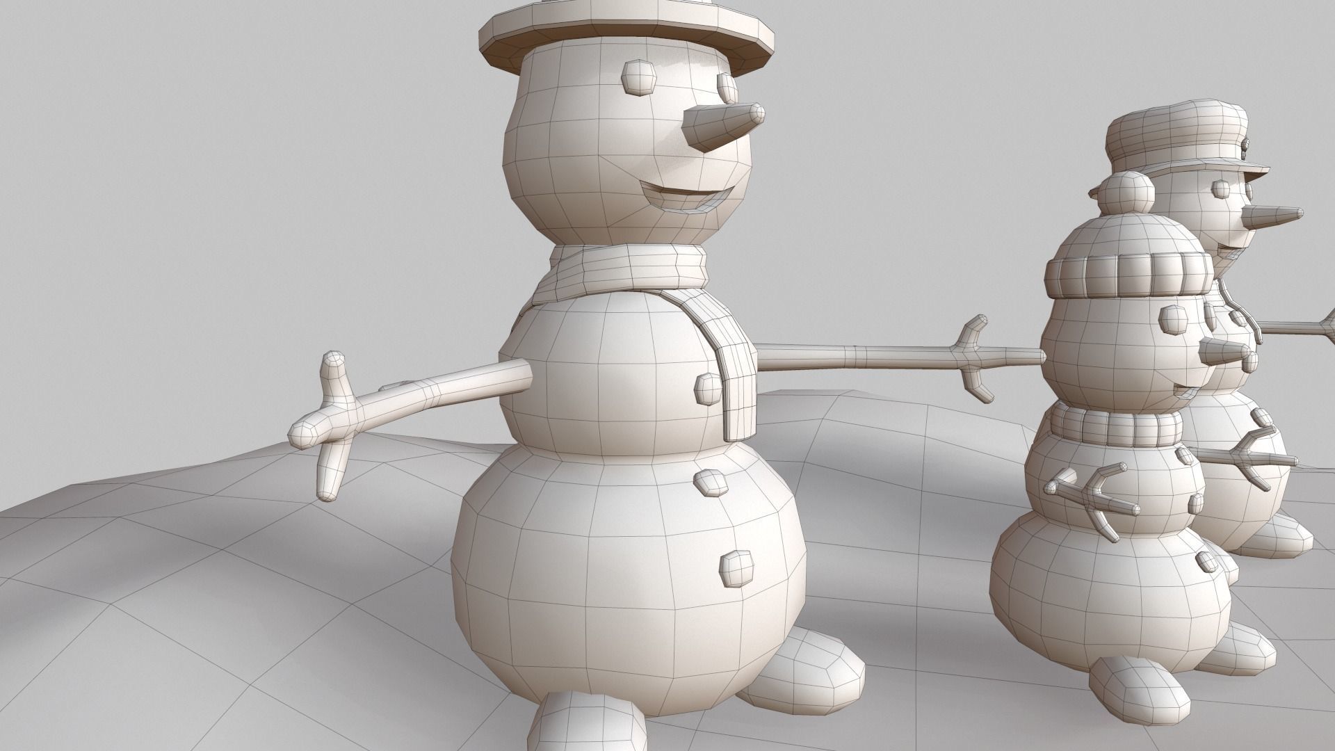3D model Cartoon Snowmen family VR / AR / low-poly | CGTrader