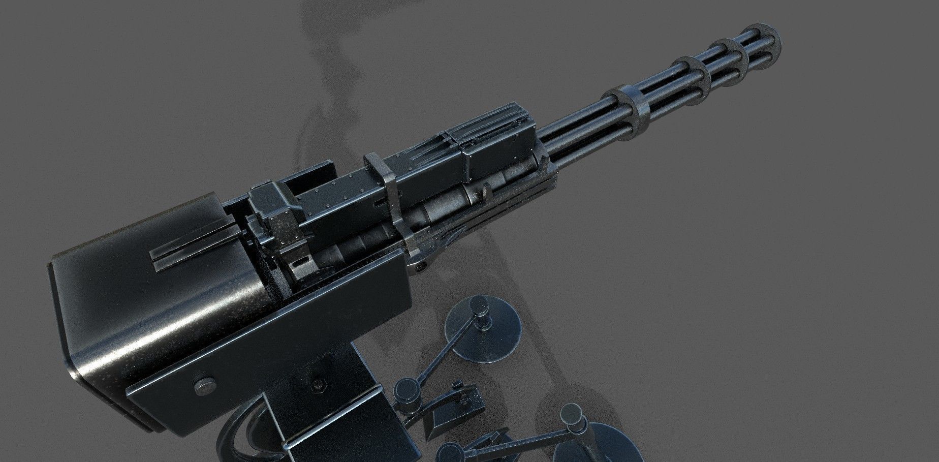 3D model Minigun 3D Model gun on tripod VR / AR / low-poly | CGTrader