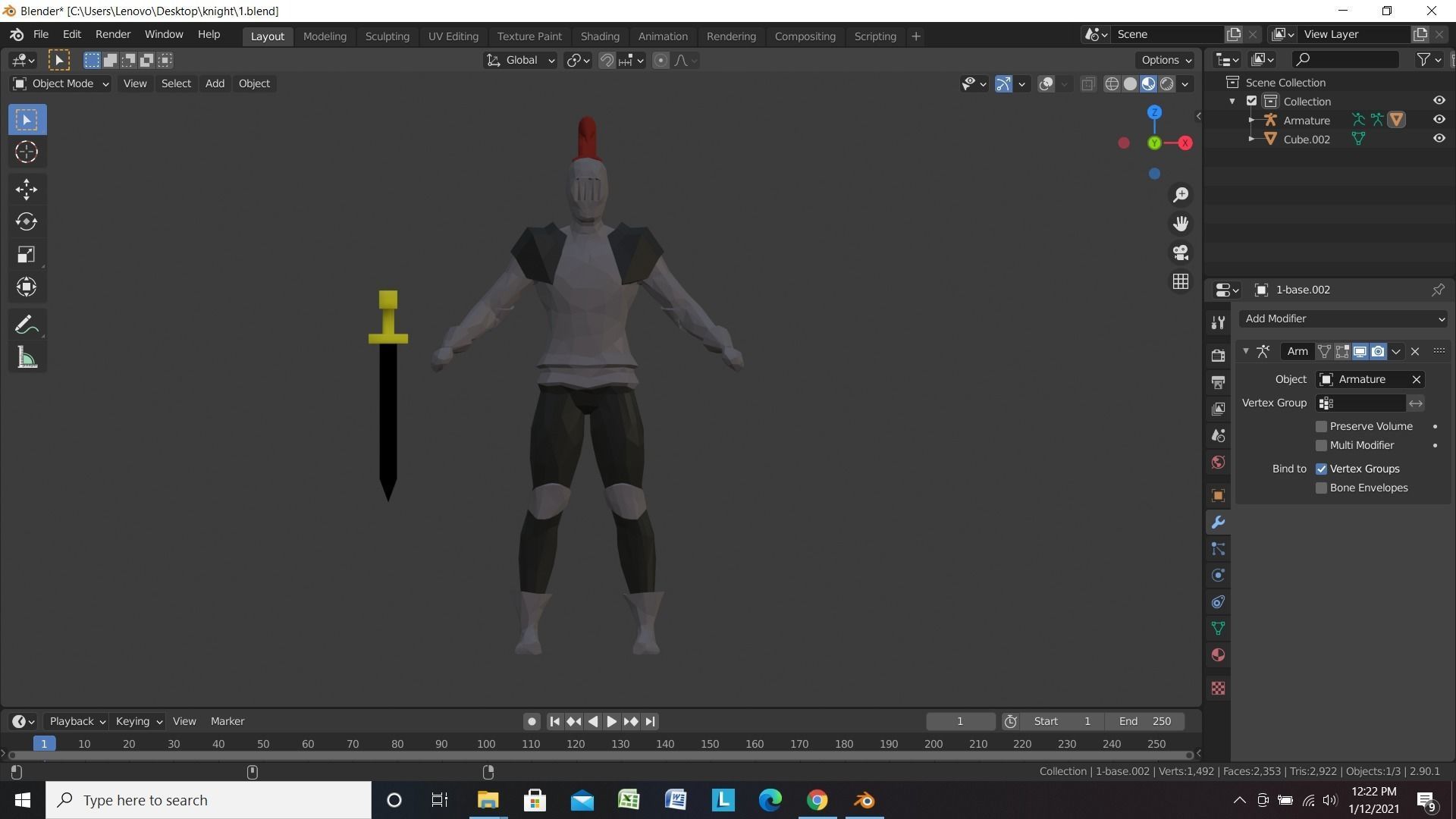 knight character free VR / AR / low-poly 3D model rigged | CGTrader