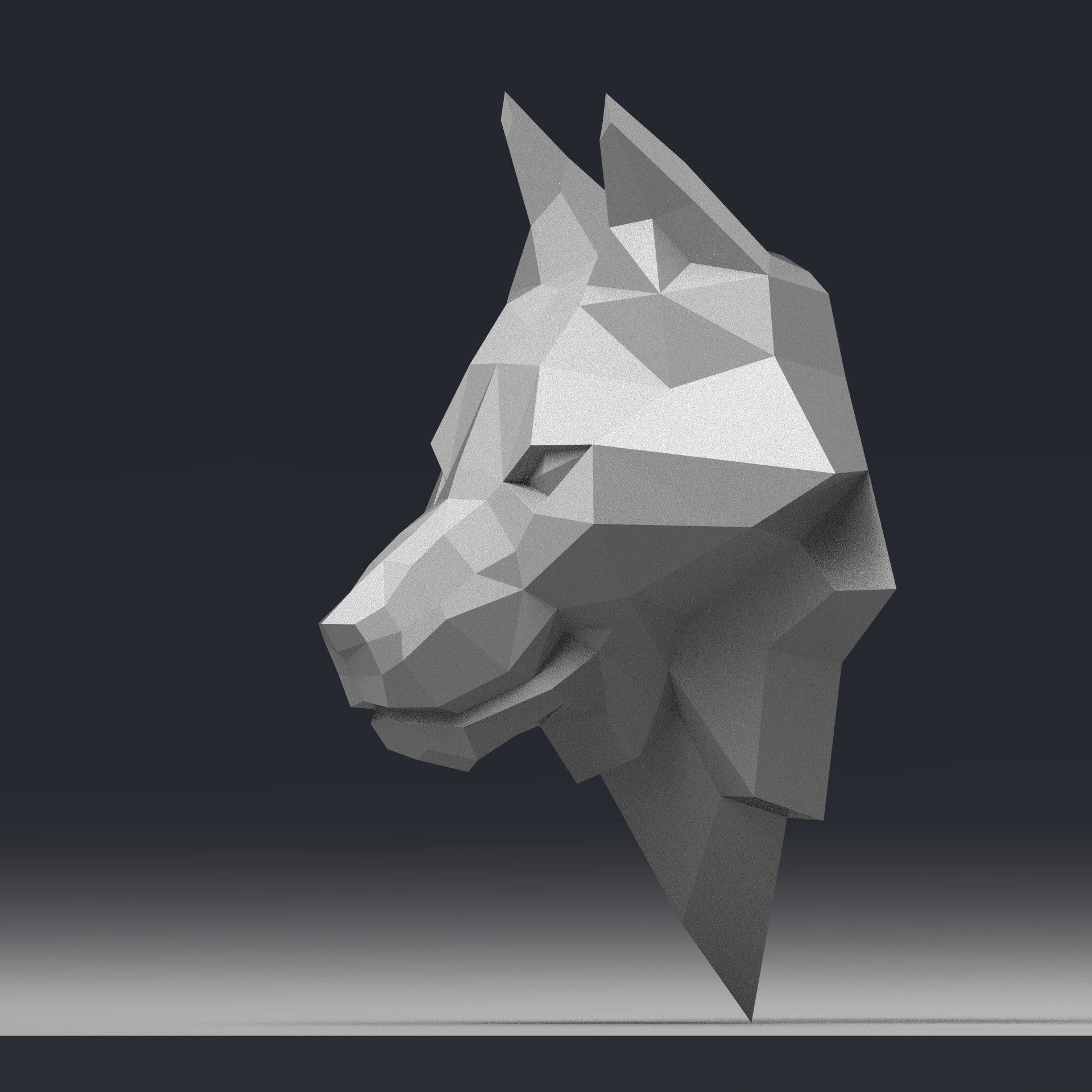3D Printable polygonal wolf head model 3D model 3D printable | CGTrader