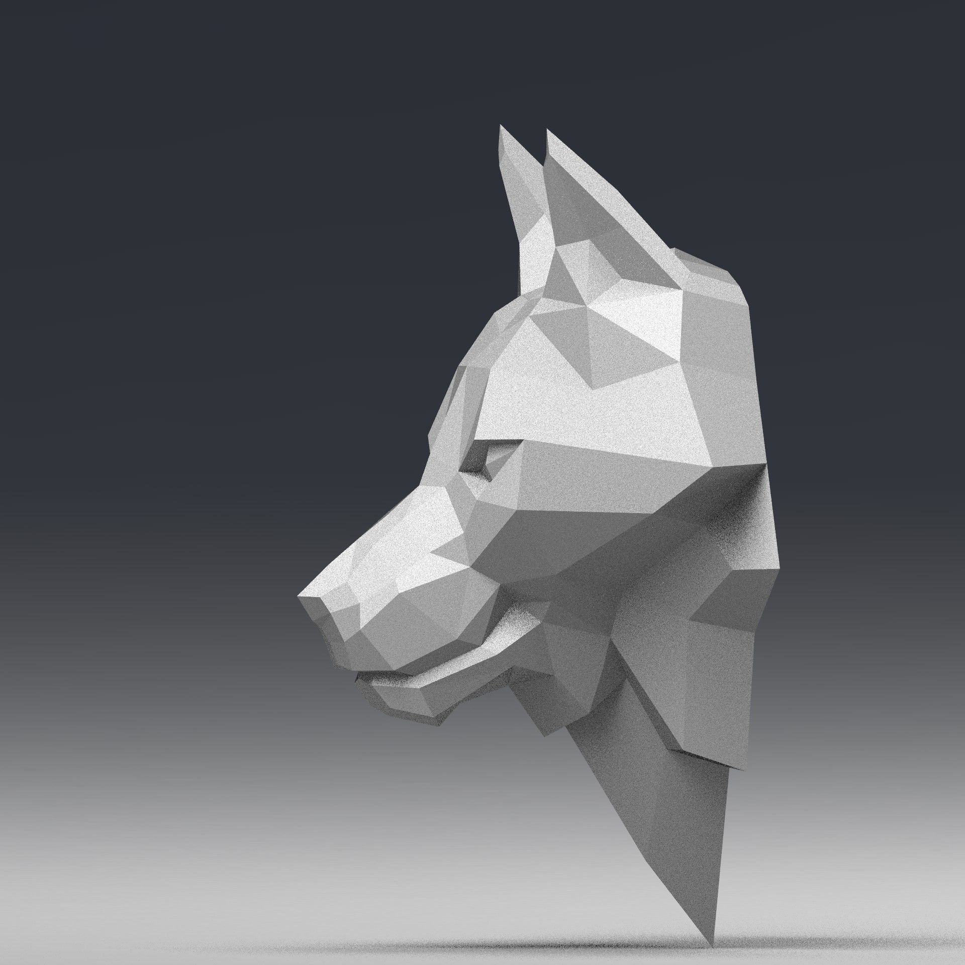 3D Printable polygonal wolf head model 3D model 3D printable | CGTrader