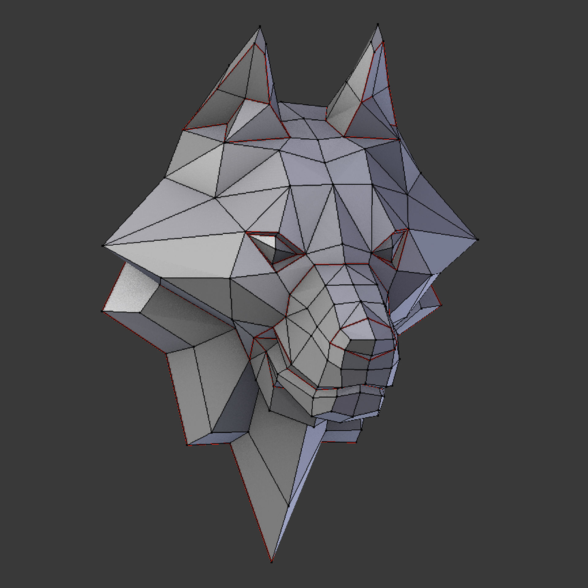 3D Printable polygonal wolf head model 3D model 3D printable | CGTrader