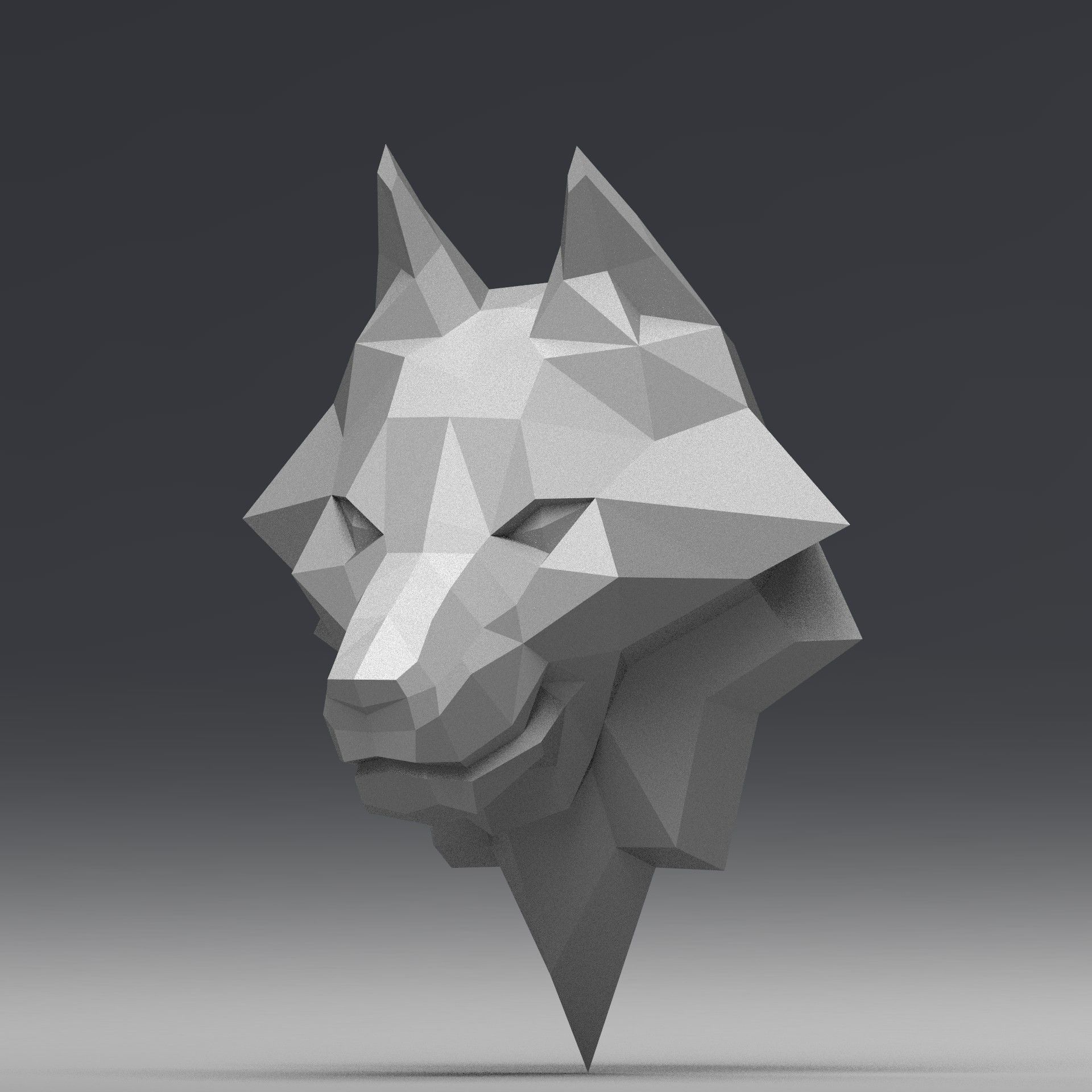 3D Printable polygonal wolf head model 3D model 3D printable | CGTrader