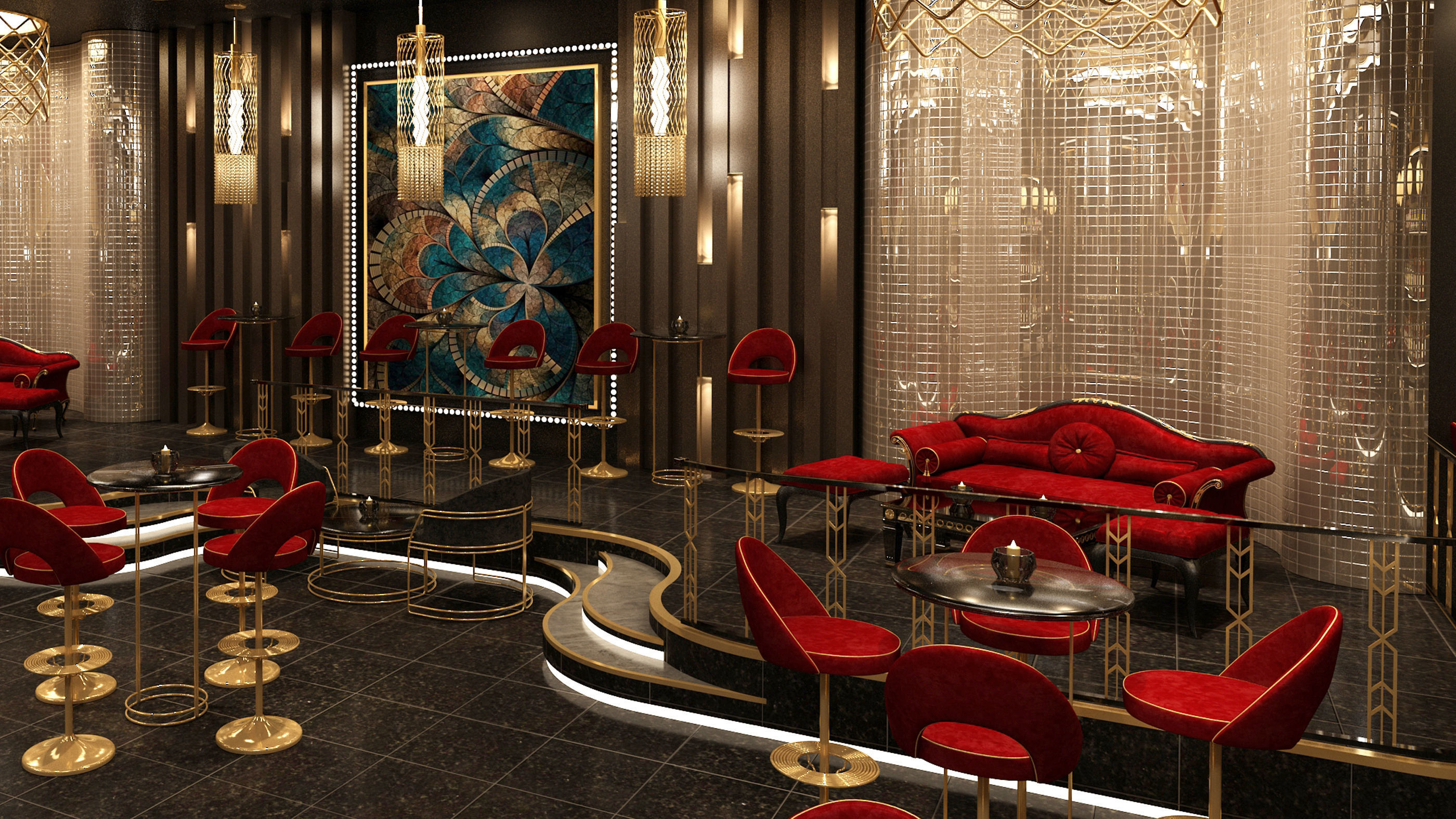 Luxury nightclub bar interior design 3D model | CGTrader