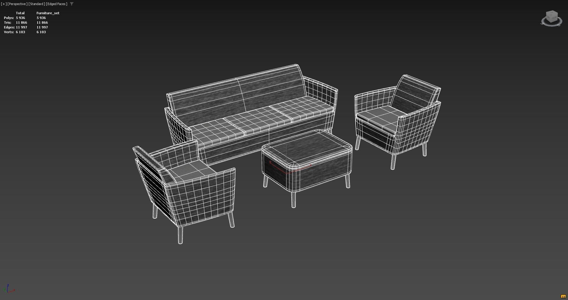 Furniture set of sofas and chairs free VR / AR / low-poly 3D model ...