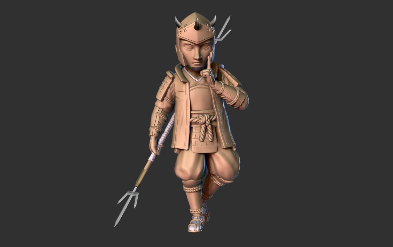 Samurai Miniature 4 -Mini Troop -3D print model 3D model 3D printable ...