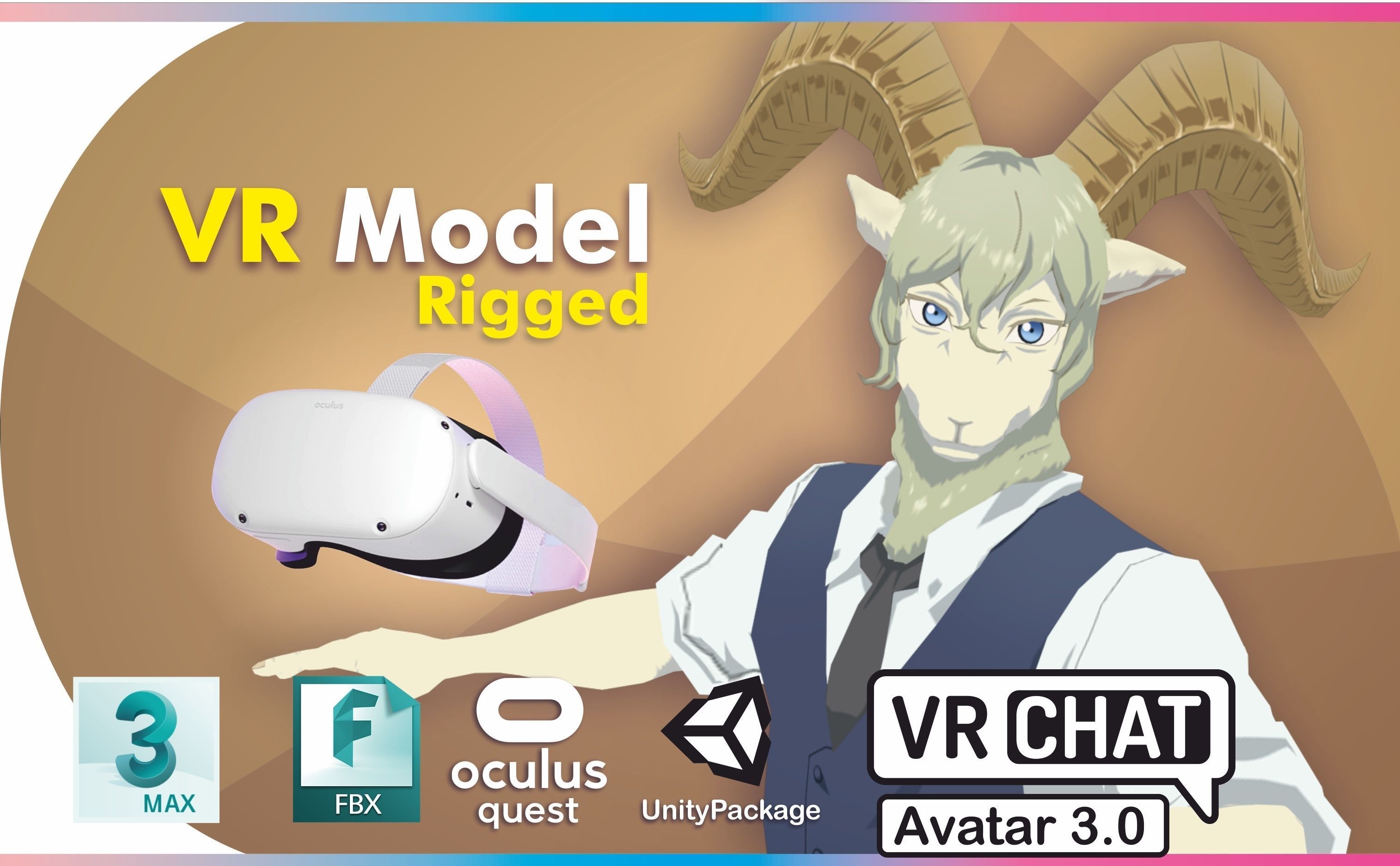 Pina Beastars VRChat Avatar Oculus Quest 3D model rigged | CGTrader