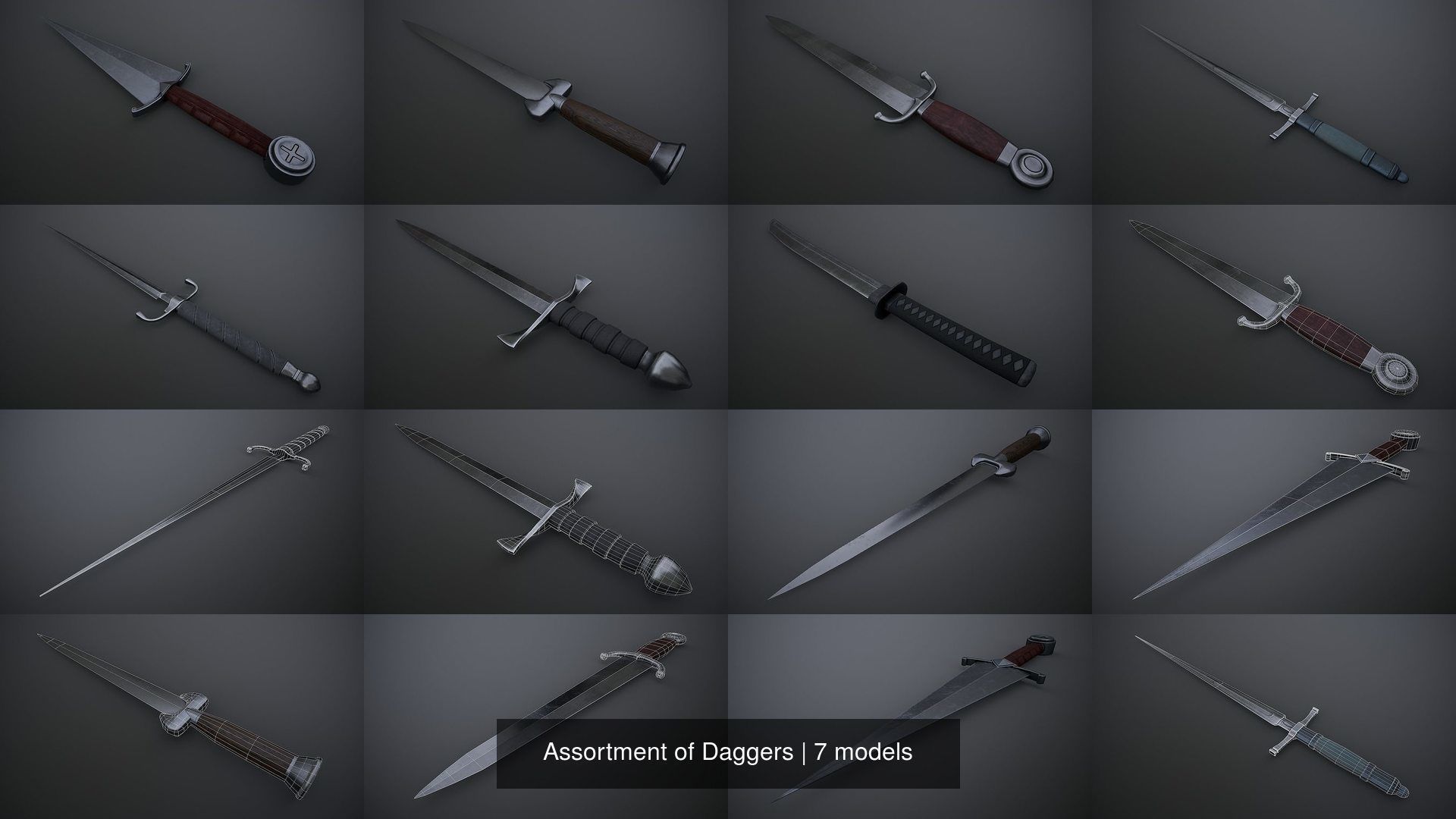 3D Model Collection Assortment of Daggers VR / AR / low-poly | CGTrader