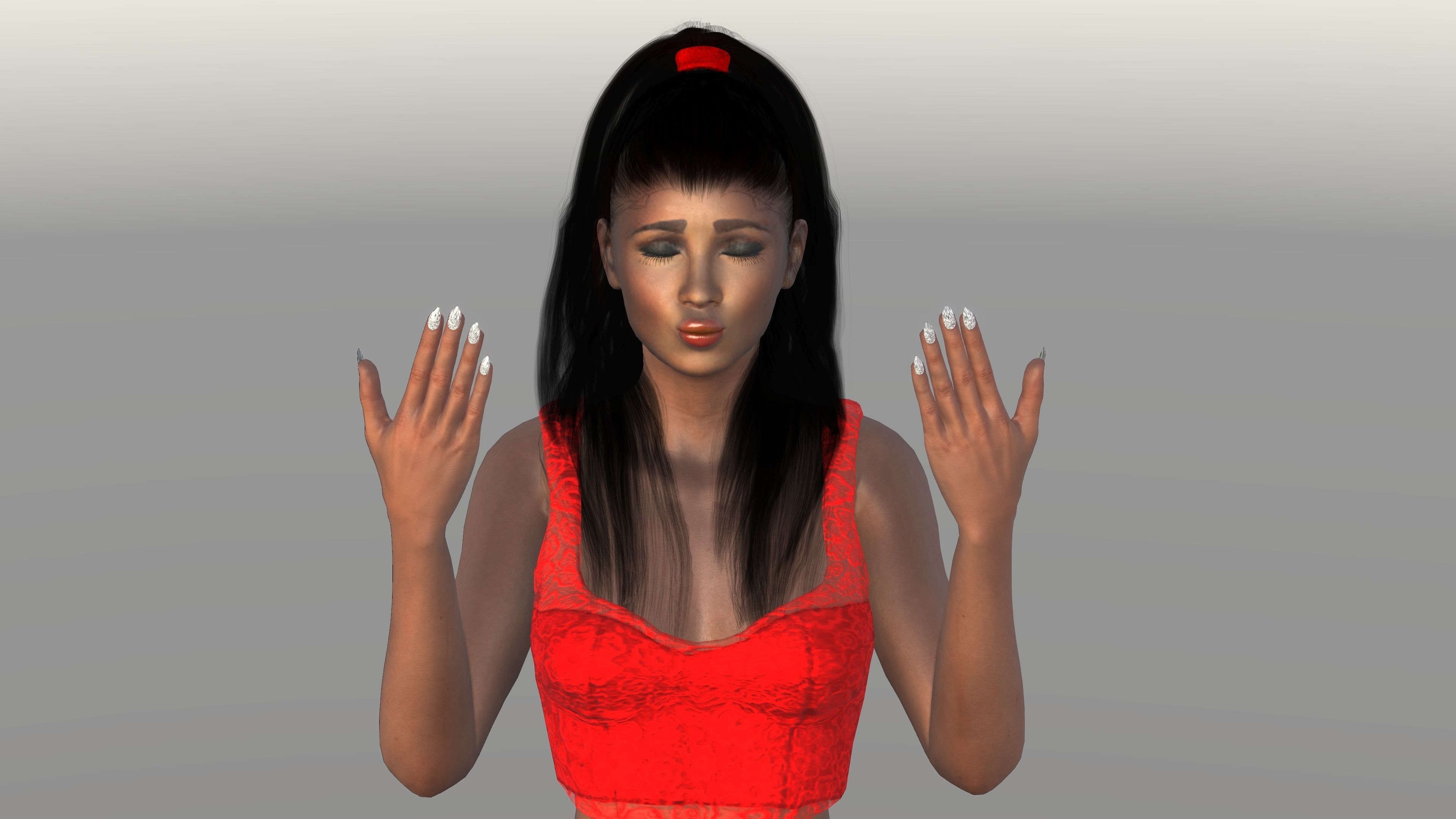 Realistic Girl Rig 3D model rigged | CGTrader