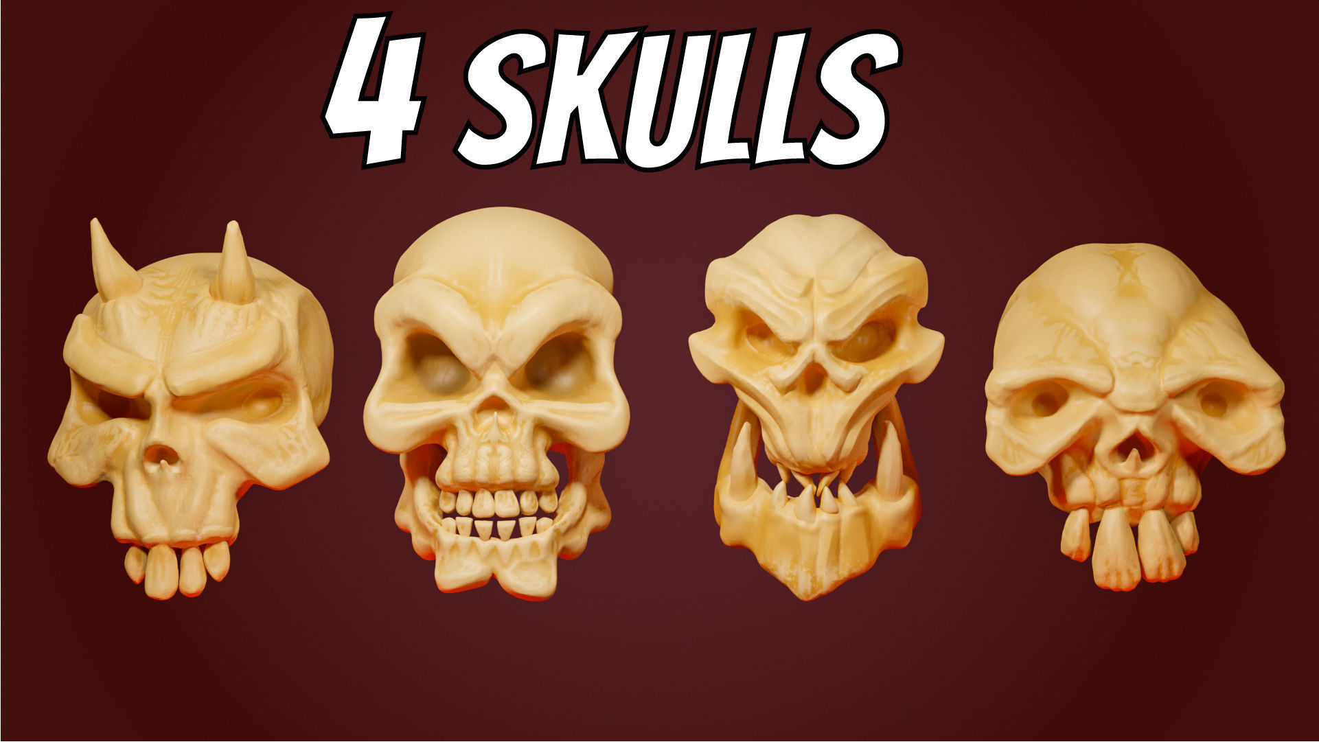 Stylized Skulls Collection 3D model 3D printable | CGTrader
