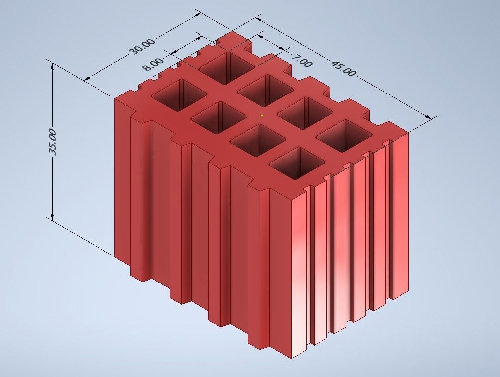 Brick model with measurements 3D model 3D printable | CGTrader