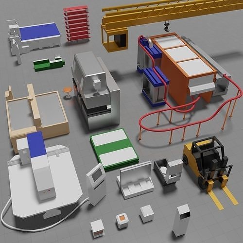 3D model Equipment for the metalworking factory VR / AR / low-poly ...