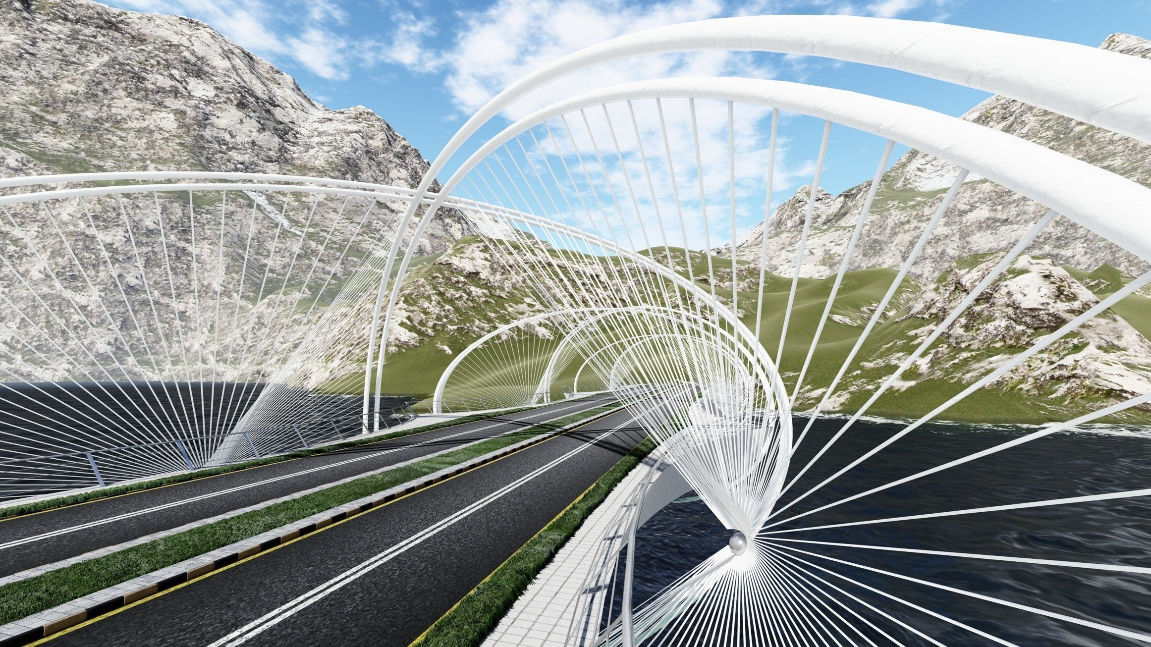 Parametric Futuristic Bridge 3D model | CGTrader