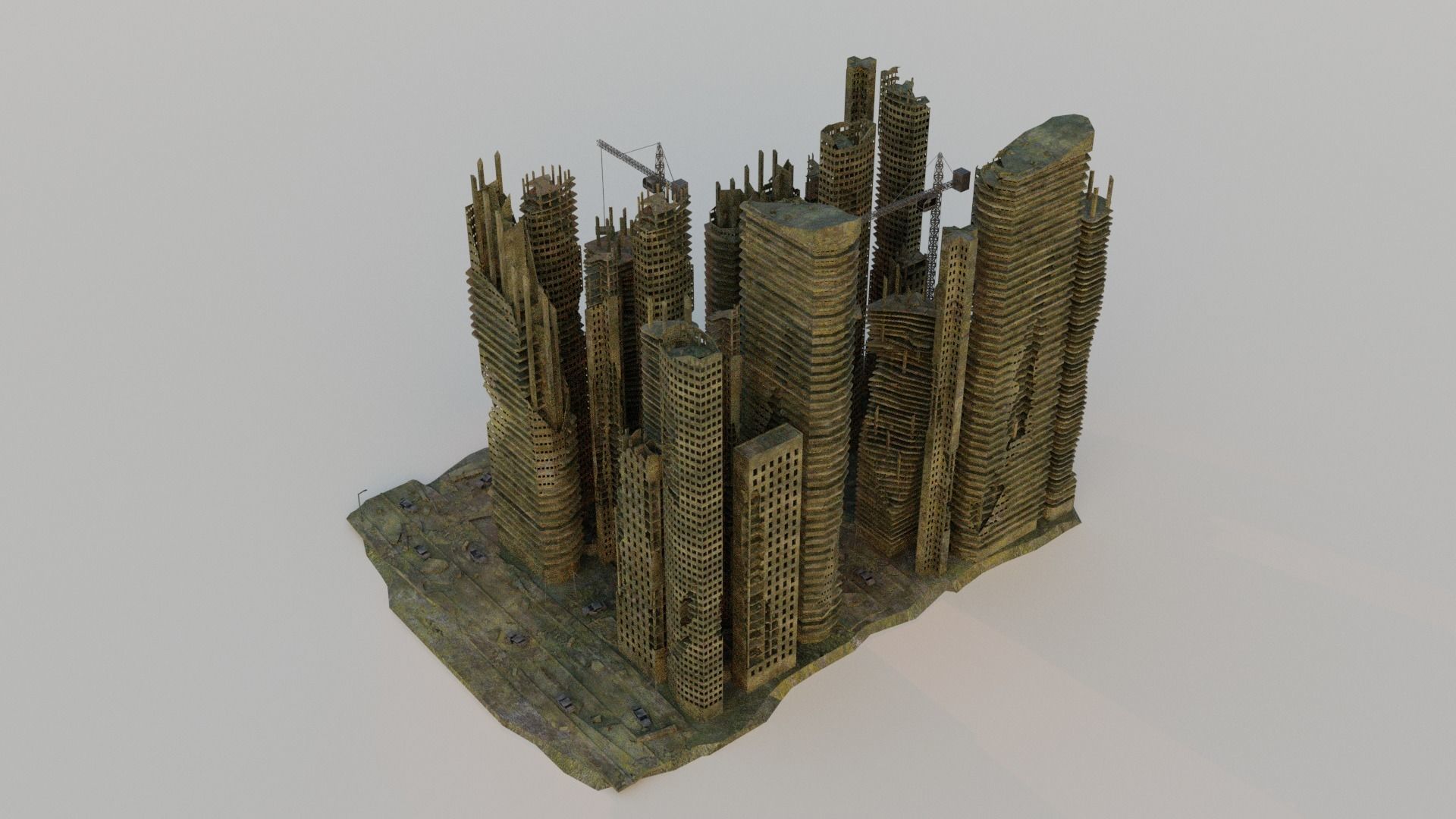 Ruined City Destroyed Cityscape Pack 3D model | CGTrader