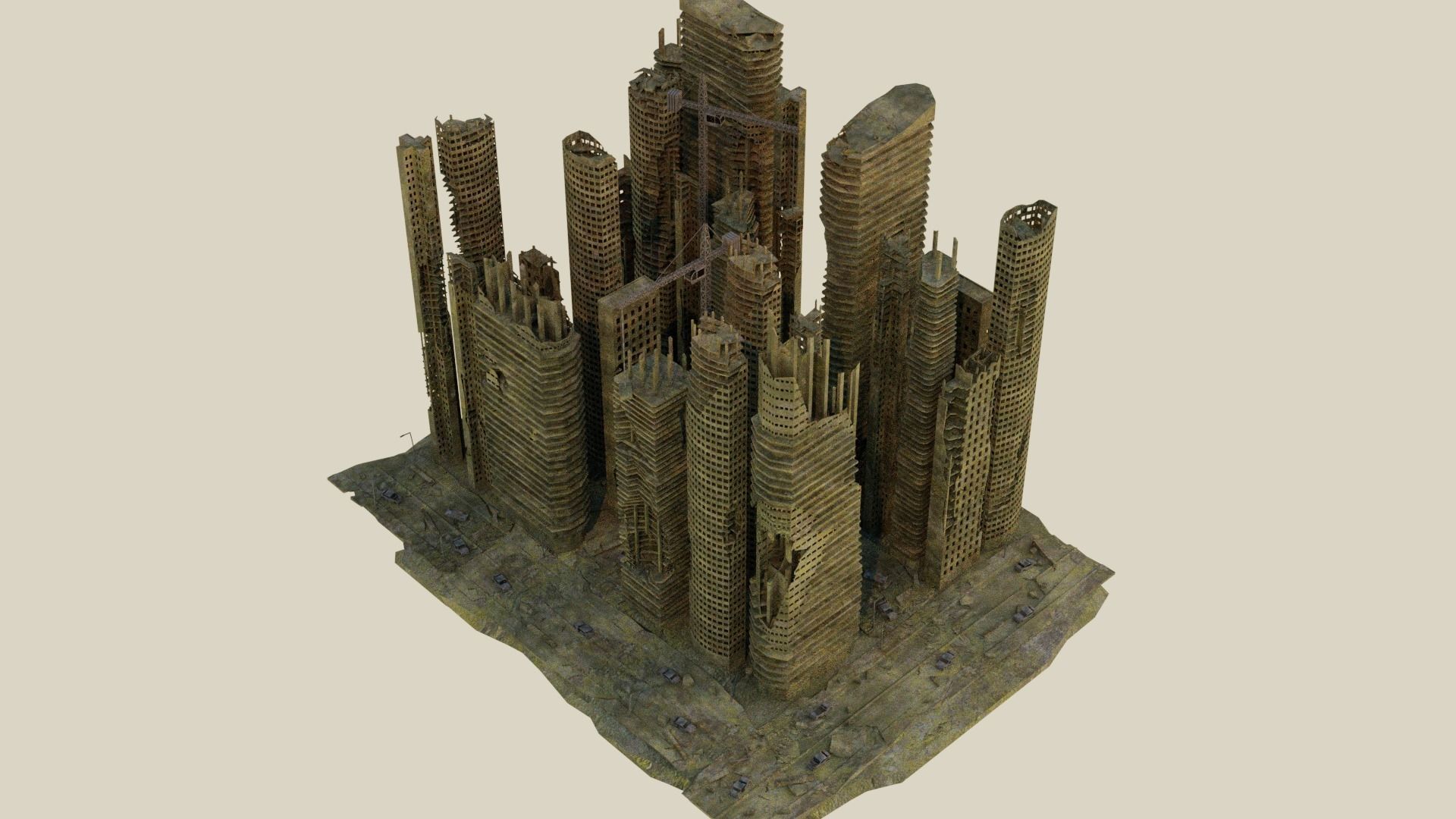 Ruined City Destroyed Cityscape Pack 3D model | CGTrader