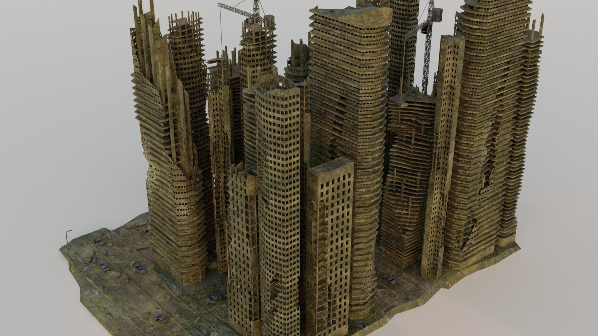 Ruined City Destroyed Cityscape Pack 3D model | CGTrader