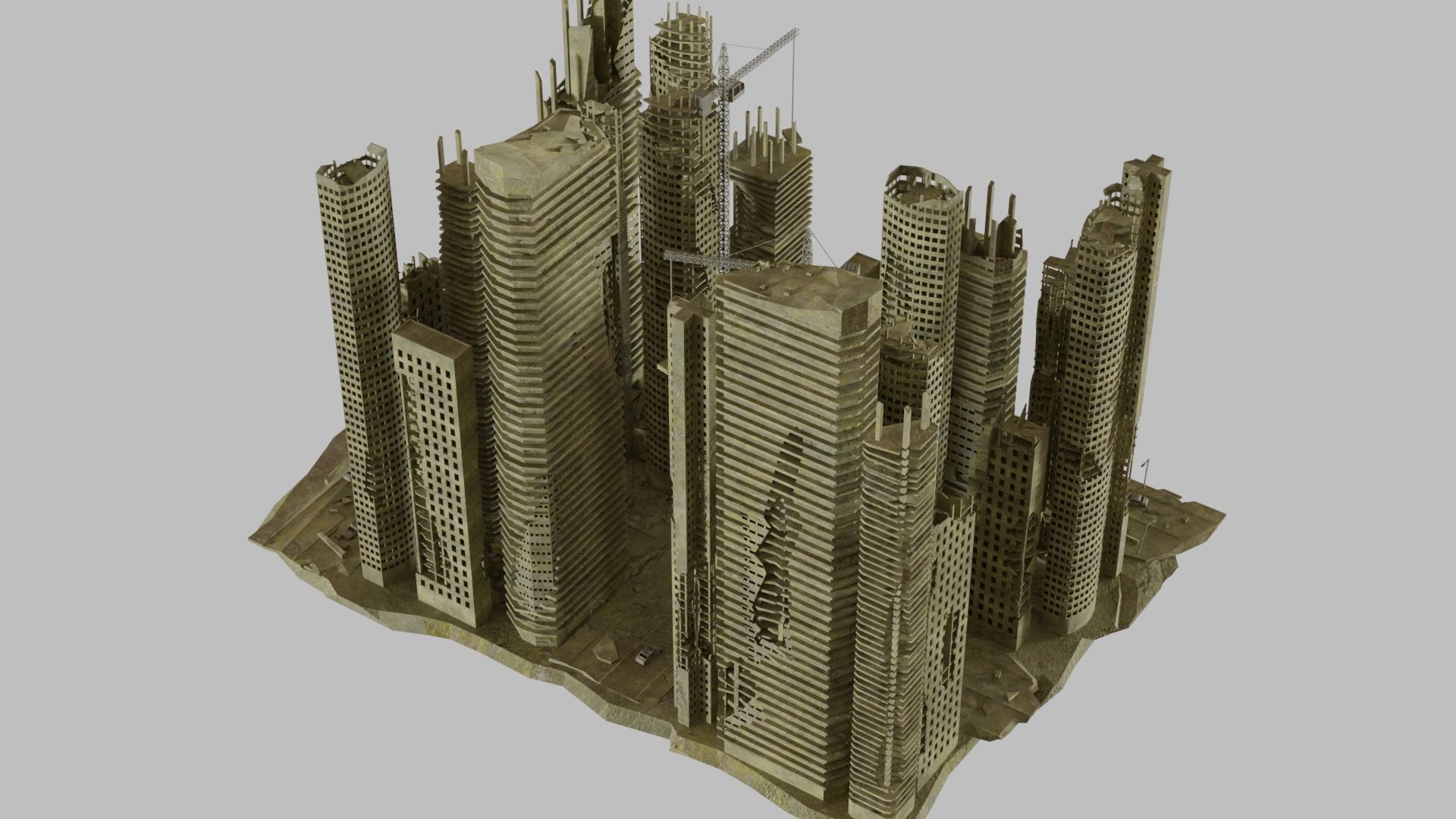 Ruined City Destroyed Cityscape Pack 3D model | CGTrader