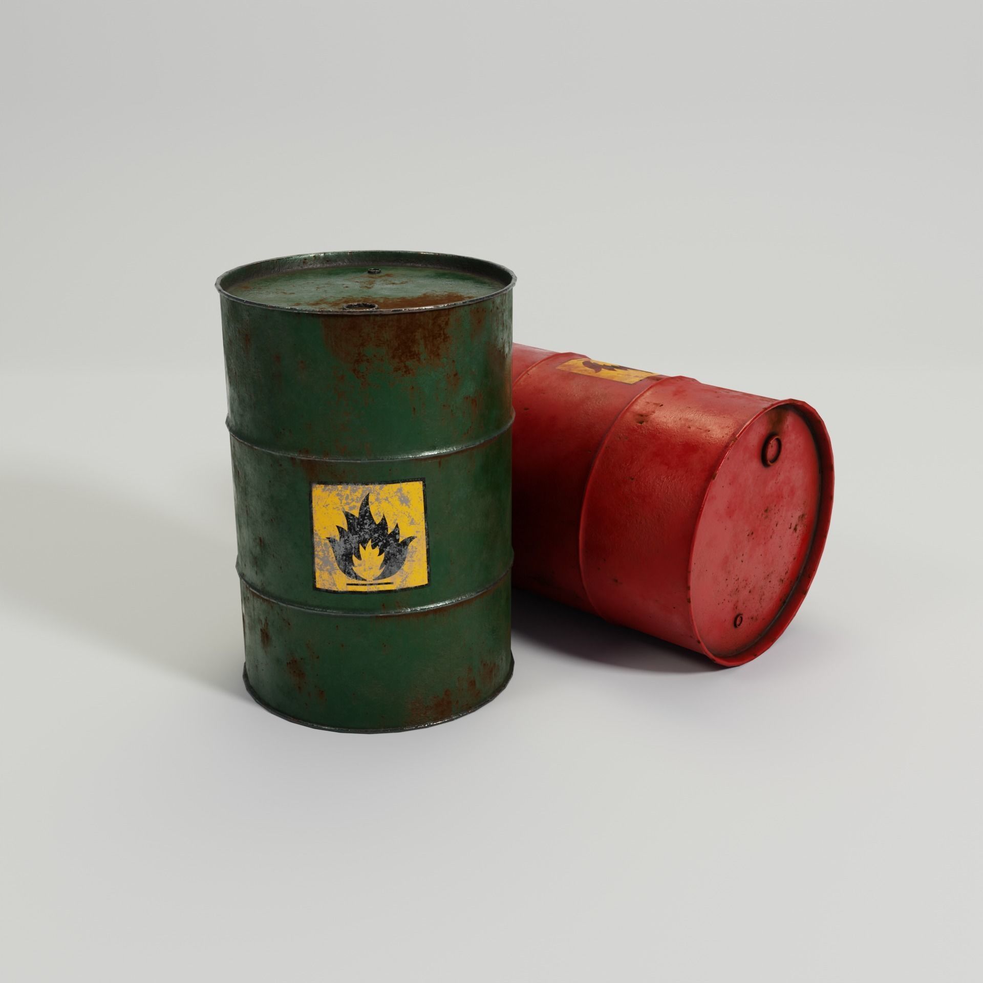 3D model Oil Rusty Barrel - Green and Red VR / AR / low-poly | CGTrader