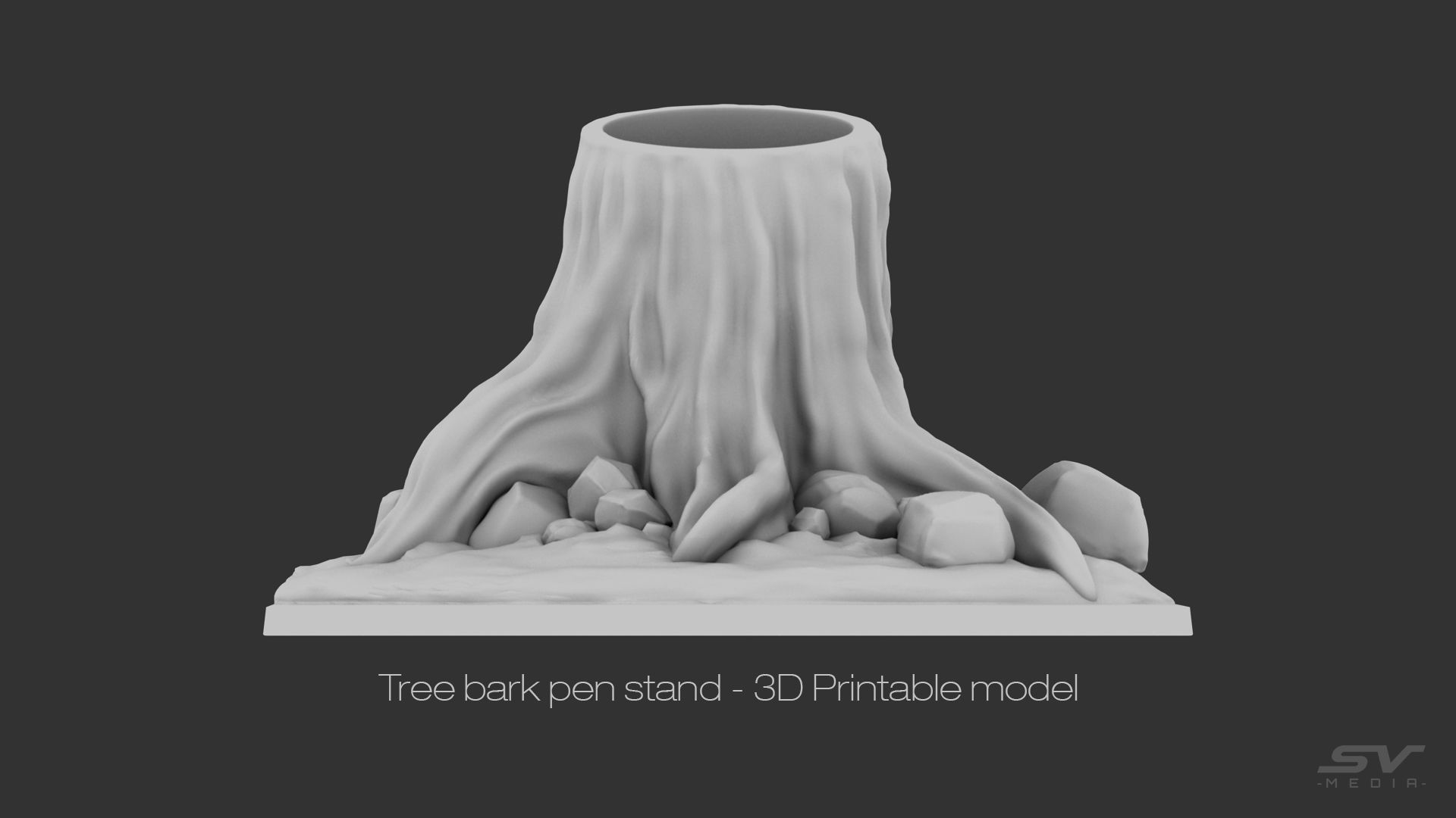 Tree Trunk Pen Stand 3D model 3D printable | CGTrader