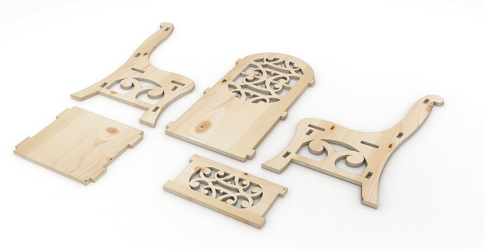 3D model Carved Chair wood cnc router 3d model VR / AR / low-poly ...