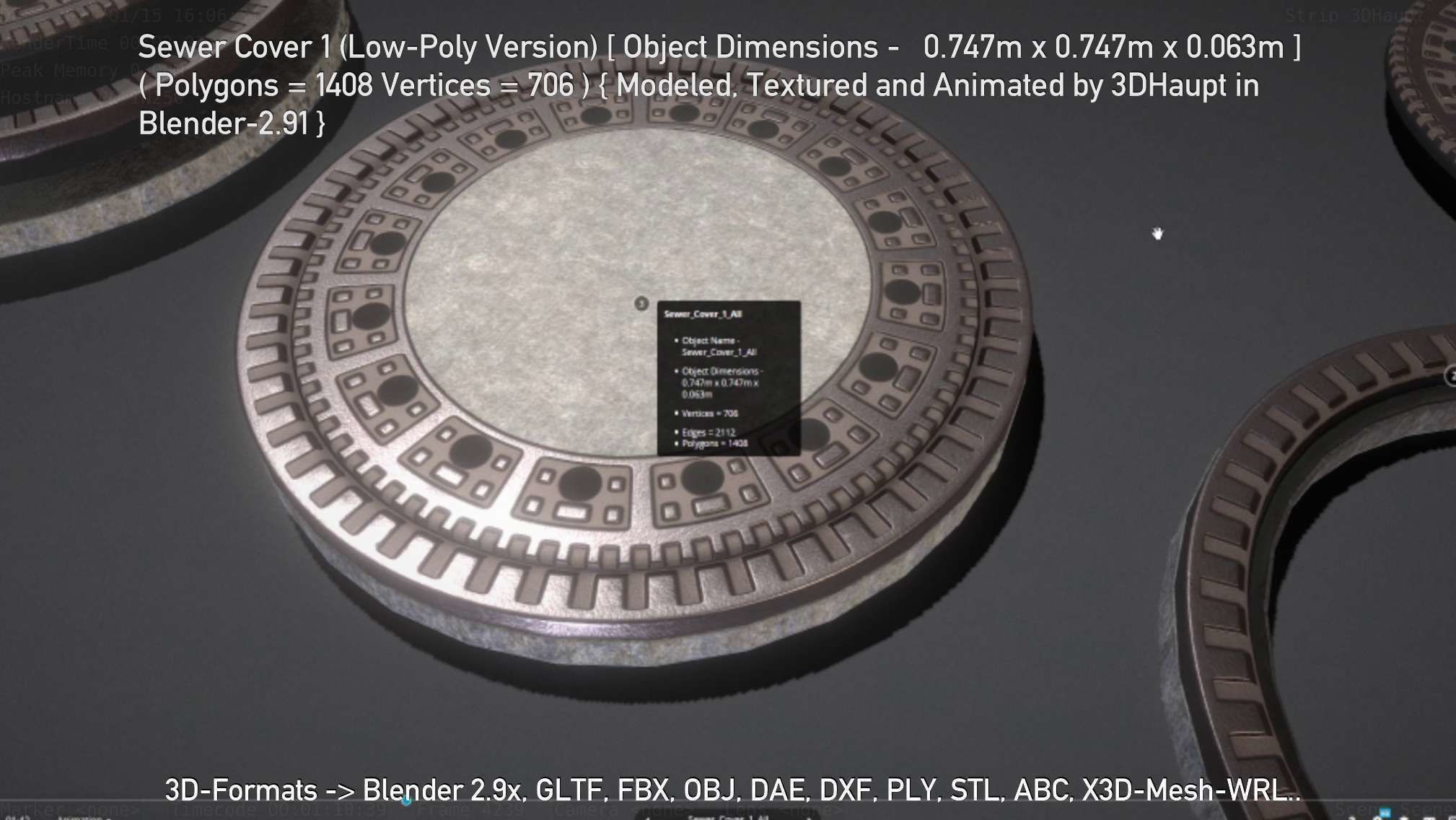 3D model Sewer Cover 1 Low-Poly Version VR / AR / low-poly | CGTrader