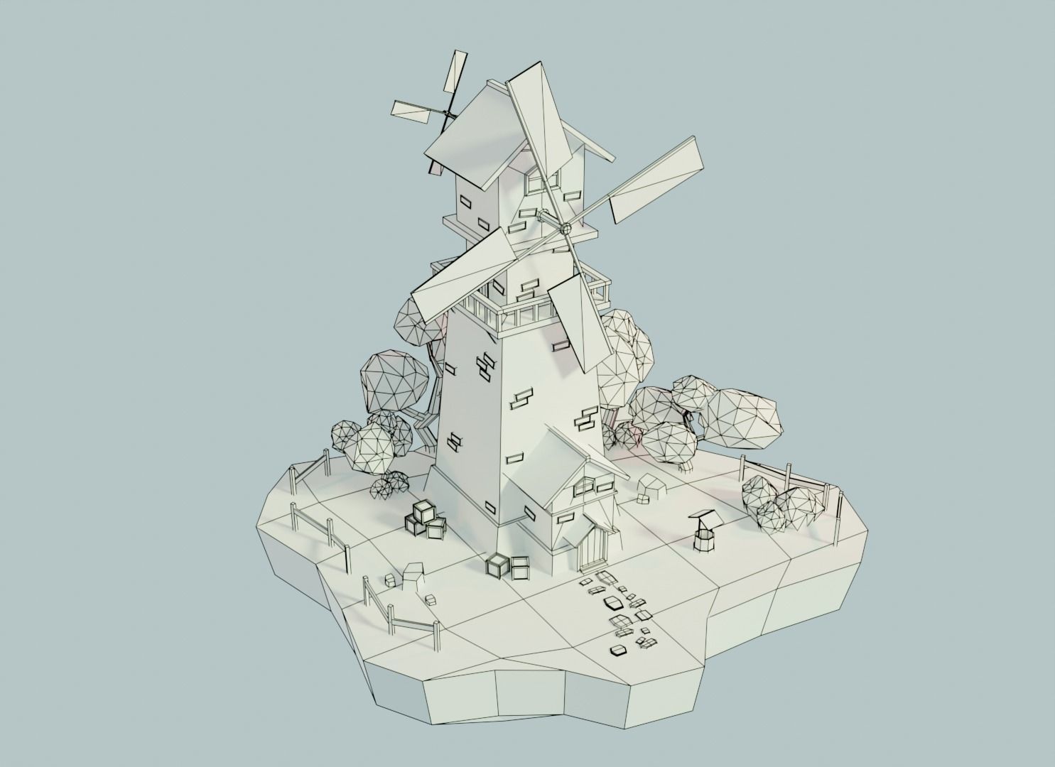 3D model Cartoon Simple Windmill VR / AR / low-poly animated | CGTrader