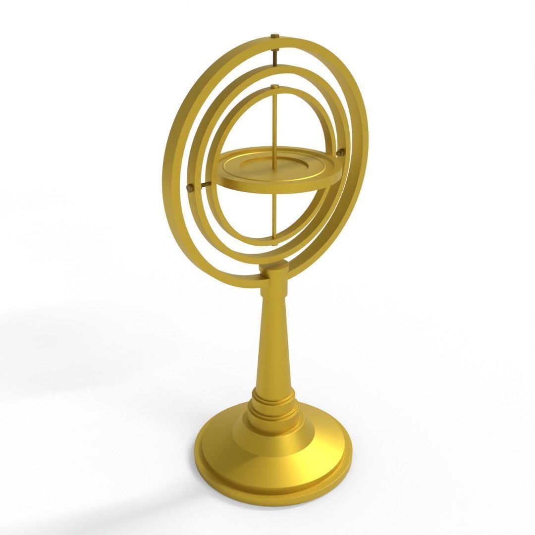 Gyroscope gold globe free 3D model animated | CGTrader