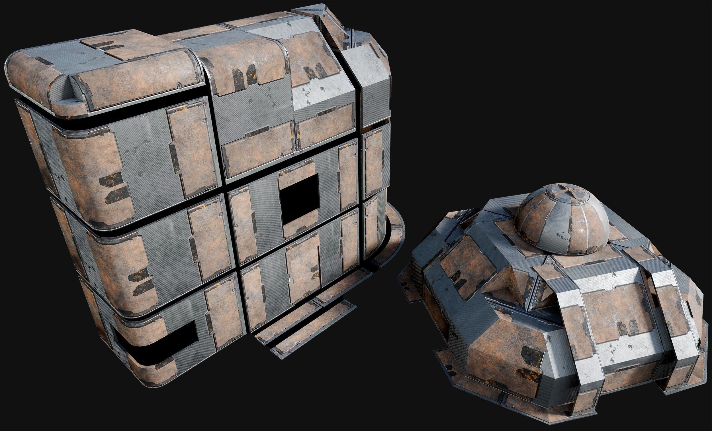 3D Model Collection sci fi walls - architectural modular kit VR / AR ...