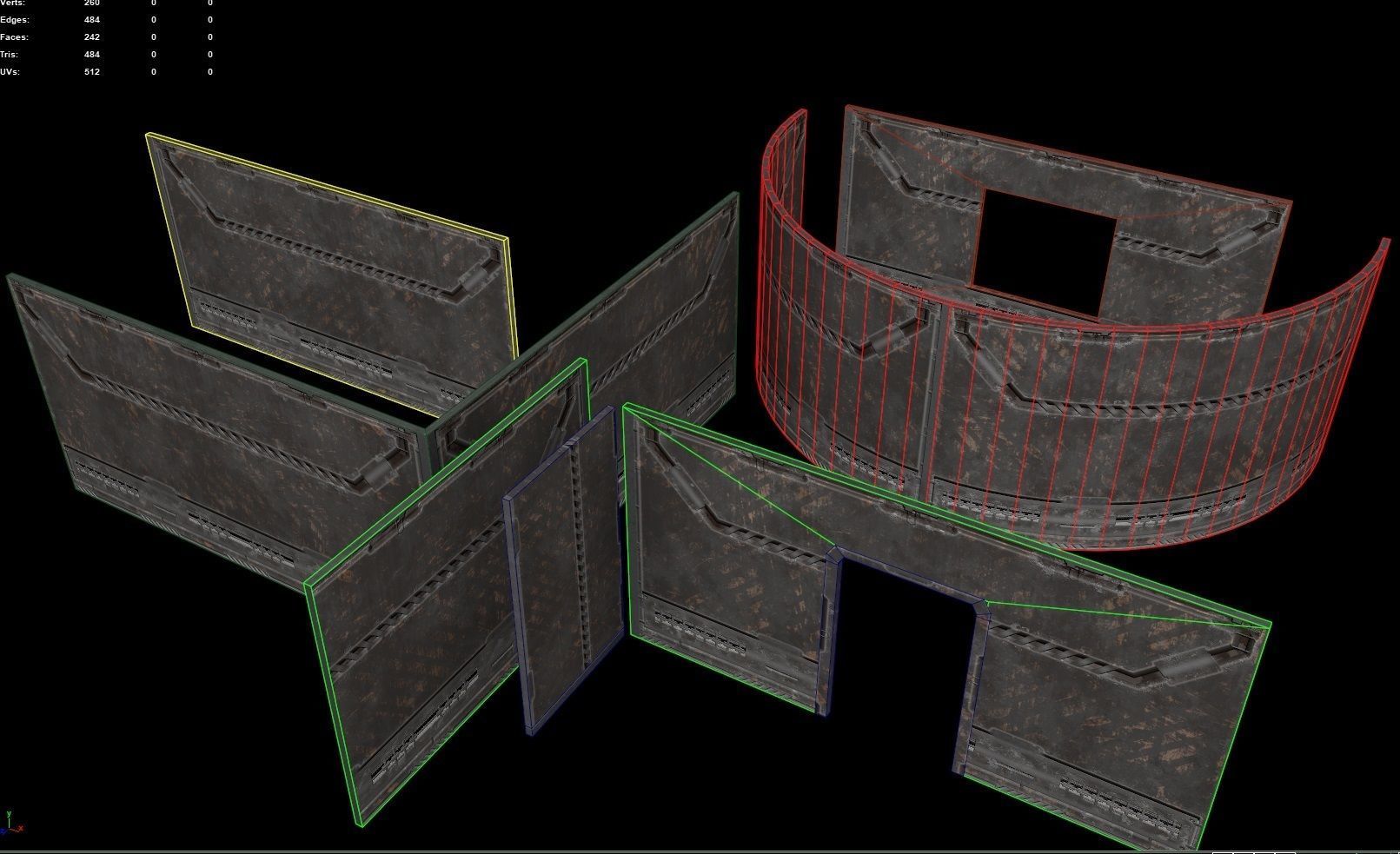 3D Model Collection sci fi walls - architectural modular kit VR / AR ...