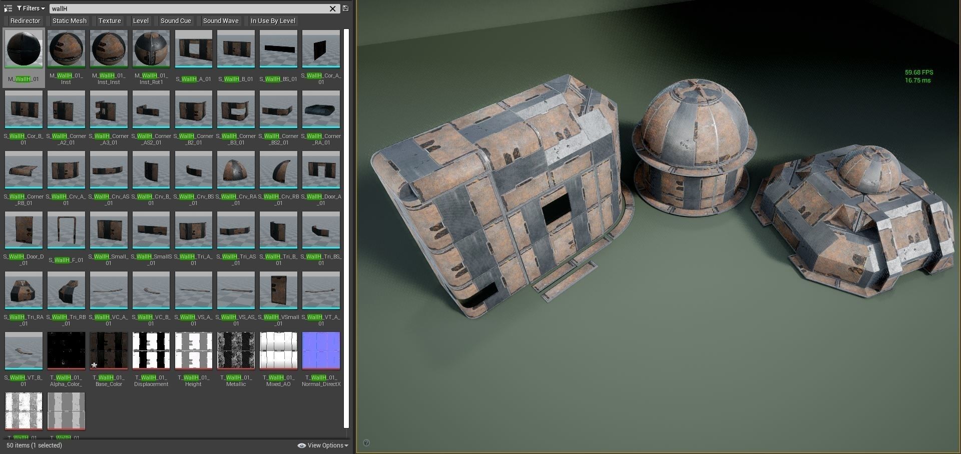 3D Model Collection sci fi walls - architectural modular kit VR / AR ...