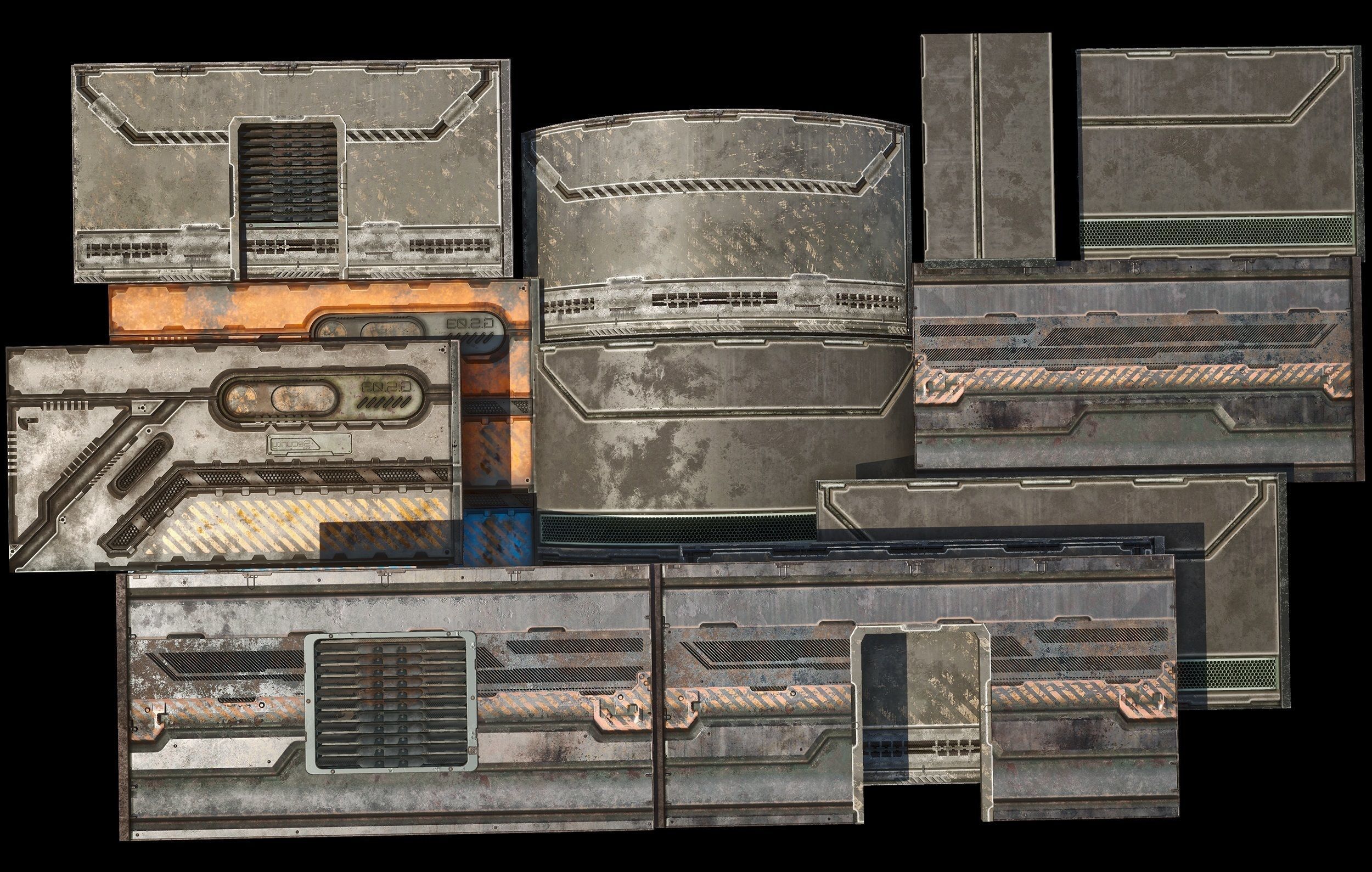 3D Model Collection sci fi walls - architectural modular kit VR / AR ...