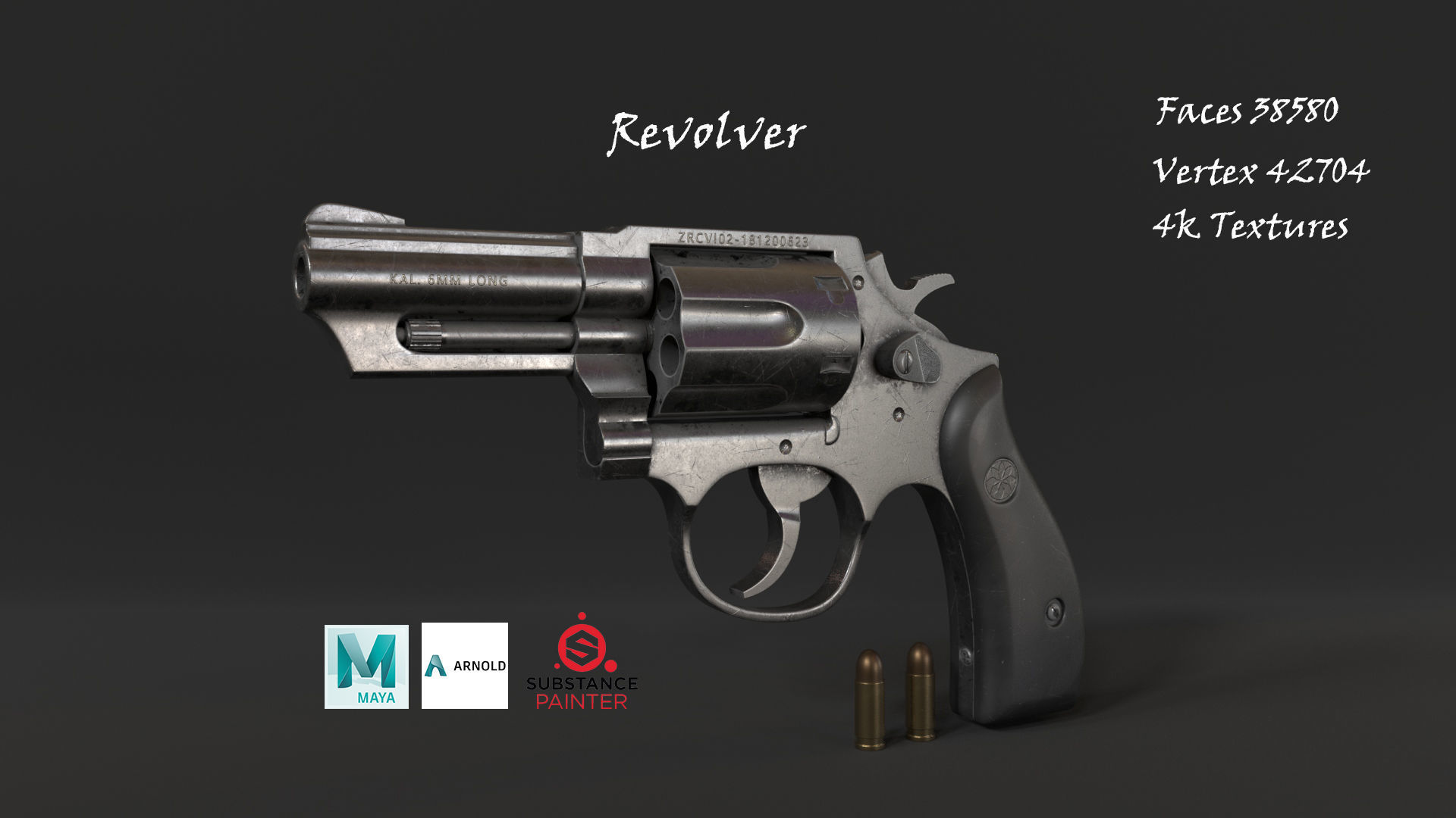 Revolver With Textures 3D model | CGTrader