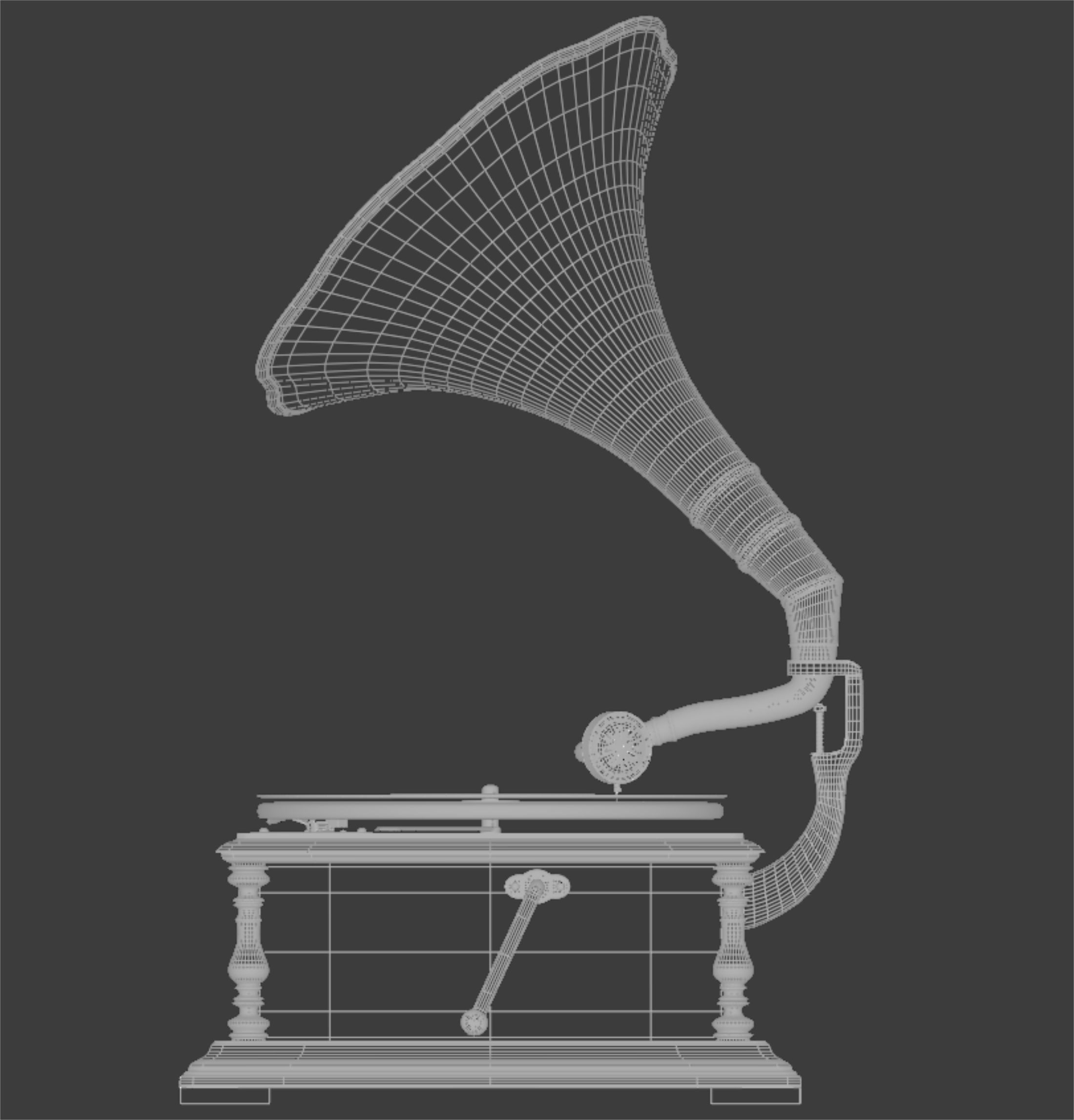 Gramophone or phonograph and platter record 3D model | CGTrader