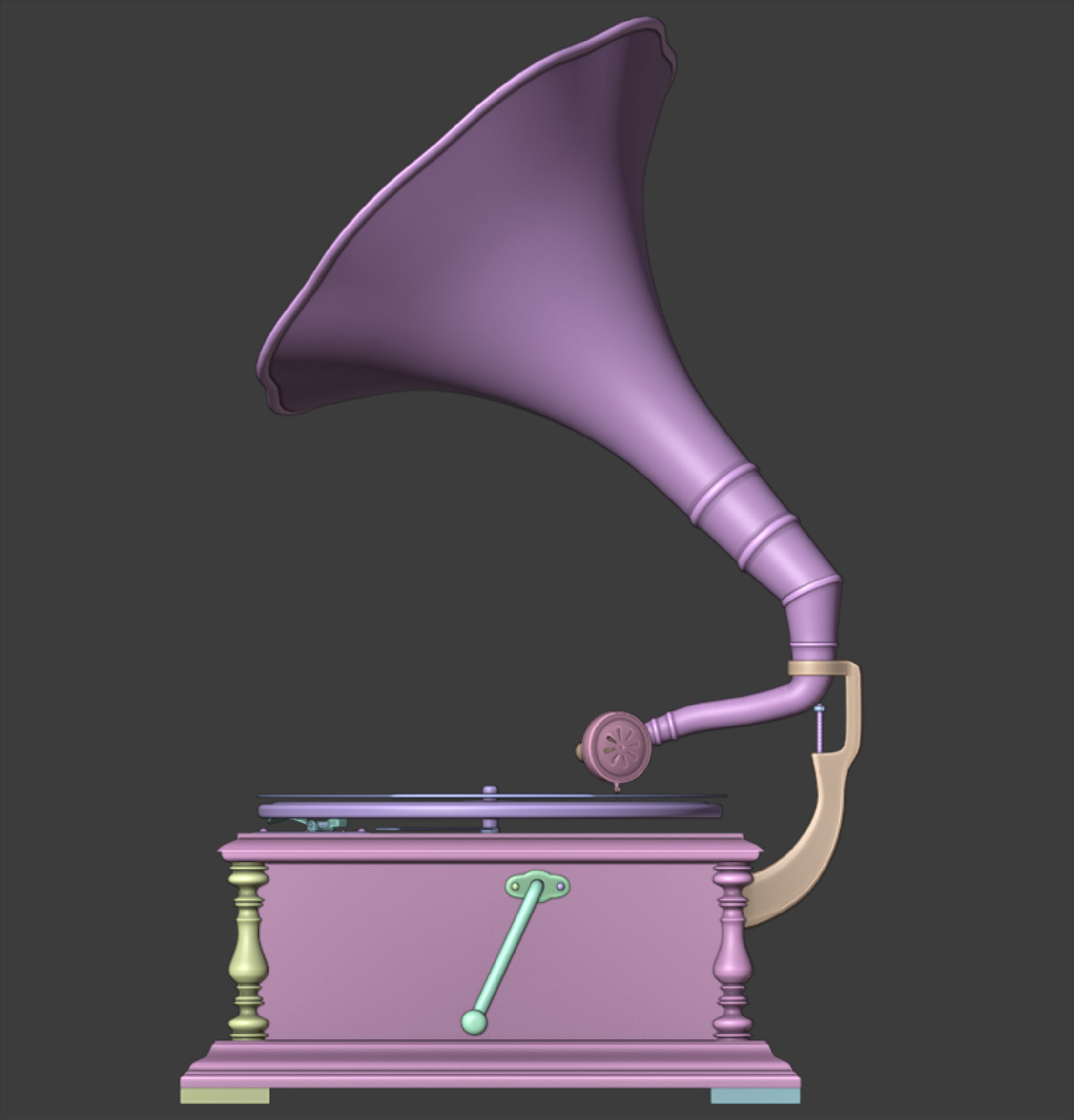 Gramophone or phonograph and platter record 3D model | CGTrader