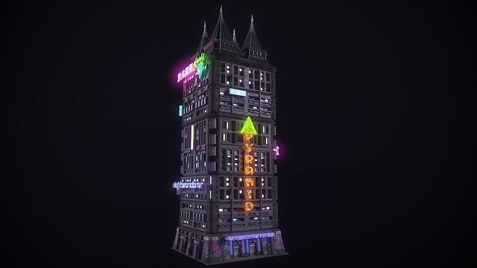 3D model cyberpunk building 23 VR / AR / low-poly | CGTrader