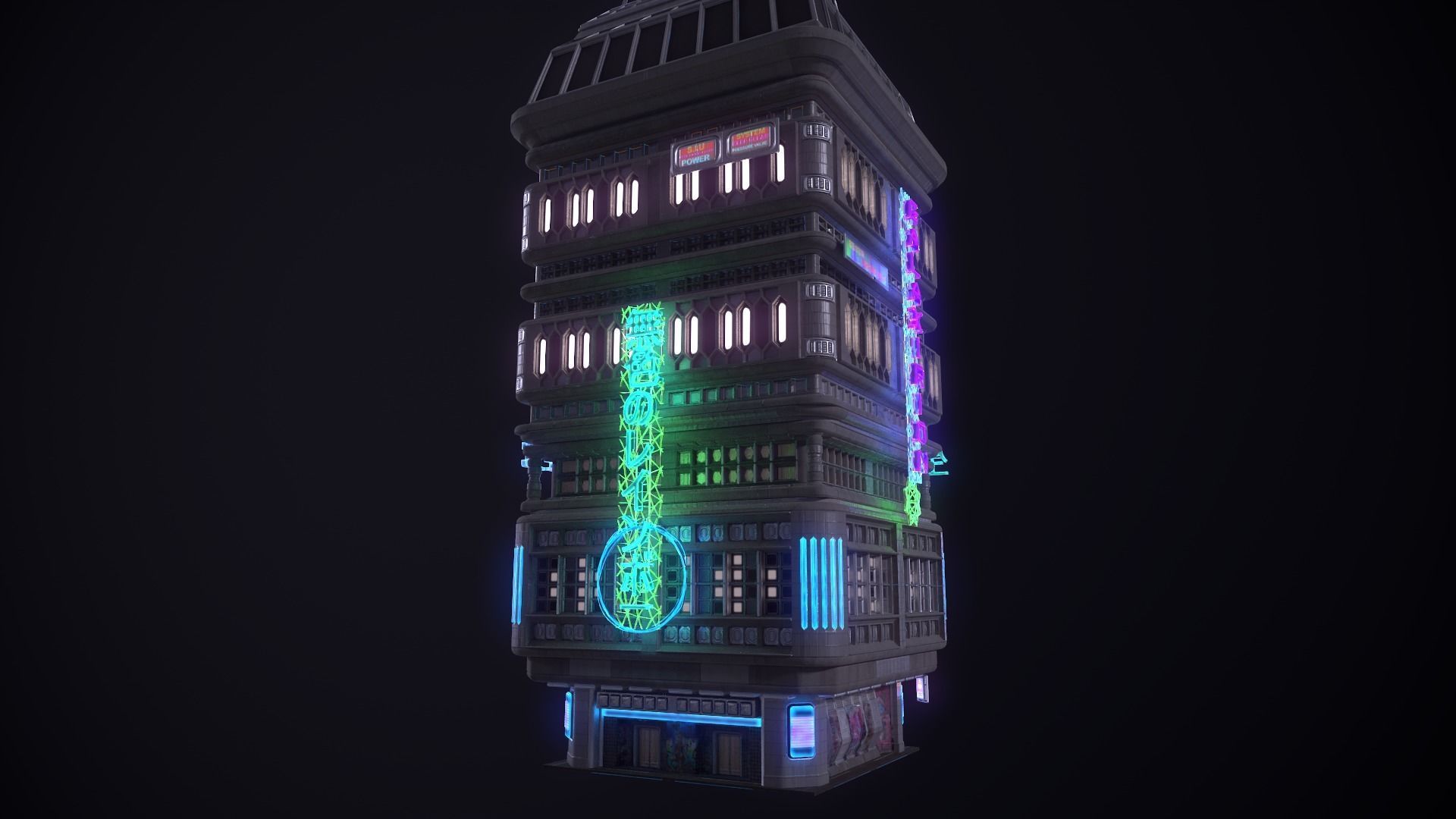 3D model cyberpunk building 26 VR / AR / low-poly | CGTrader