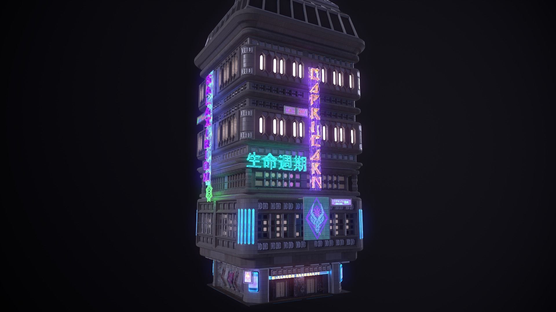 3D model cyberpunk building 26 VR / AR / low-poly | CGTrader