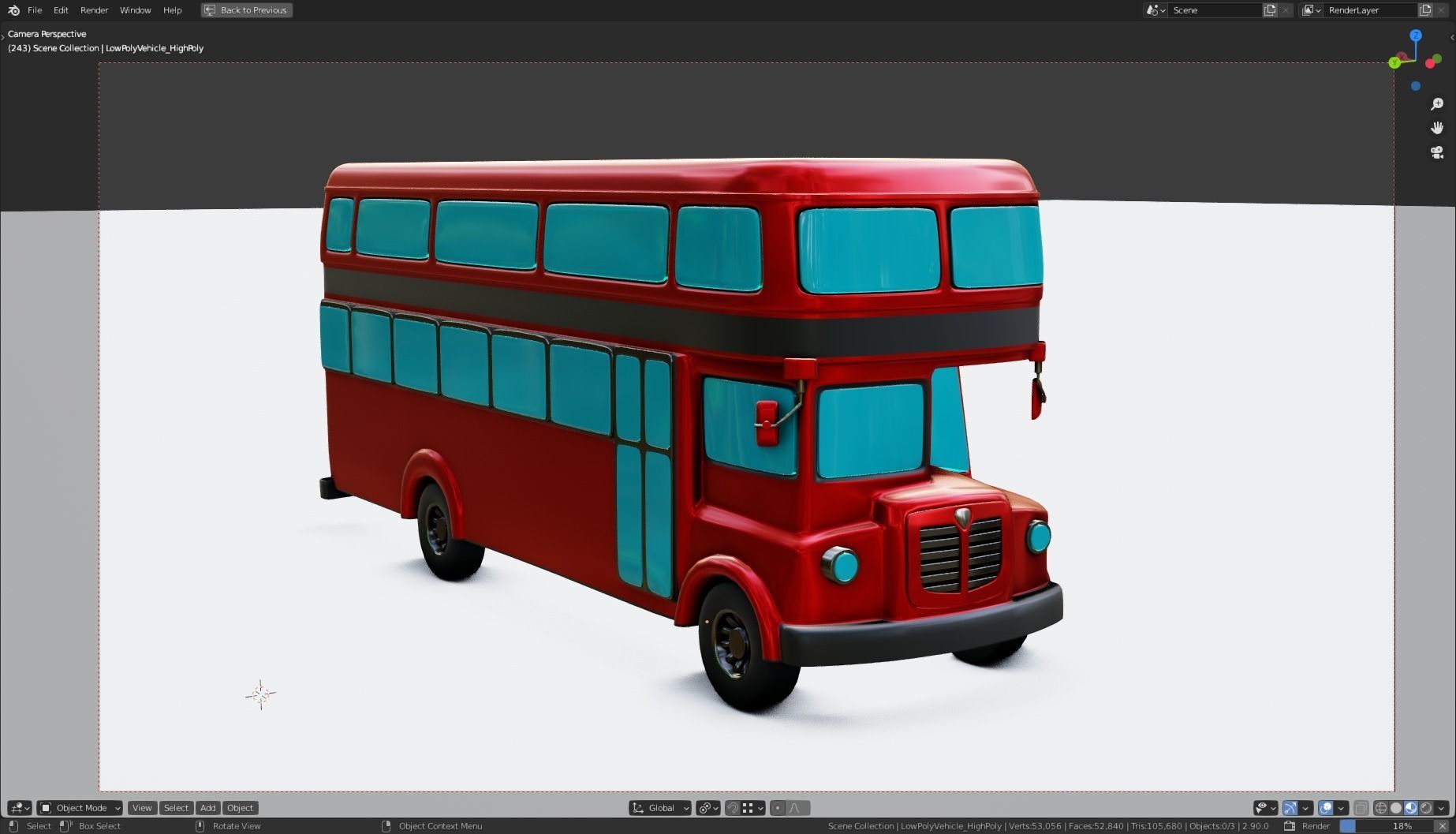 3D model Low Poly Vehicle - Red Bus VR / AR / low-poly | CGTrader