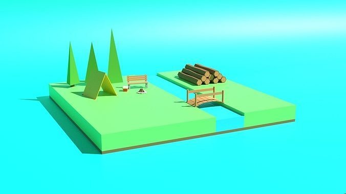 Small Low-Poly Camping Scene free VR / AR / low-poly 3D model | CGTrader