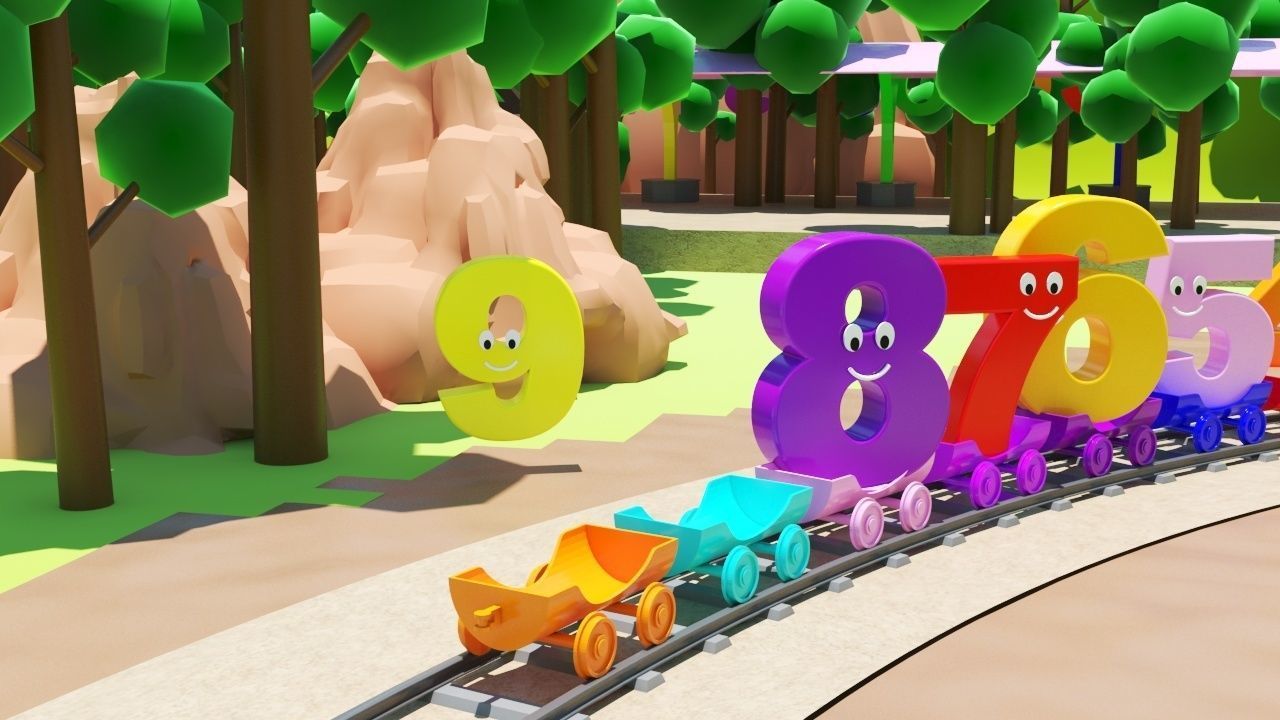 3D model 3D Cartoon forest and Animated train models with numbers VR ...