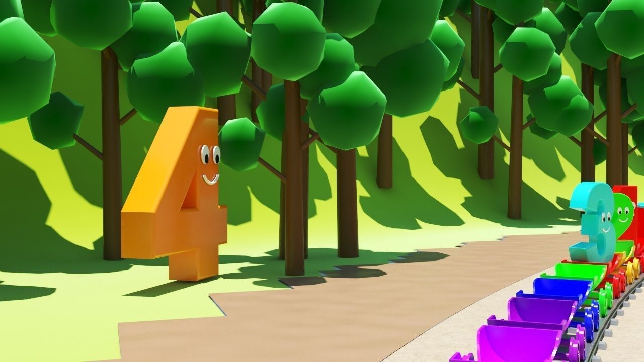 3D model 3D Cartoon forest and Animated train models with numbers VR ...