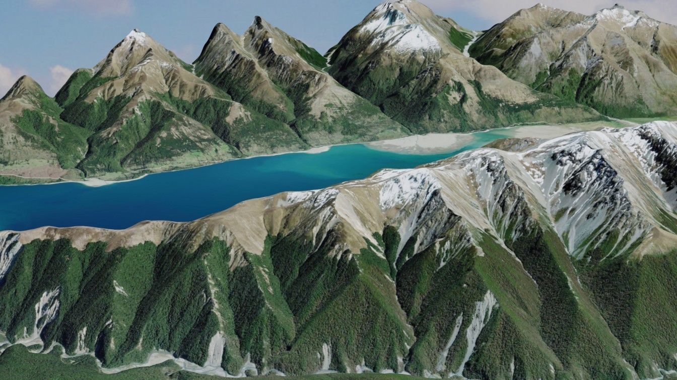 Snow Mountains Valley - Lake Hawea 3D model | CGTrader