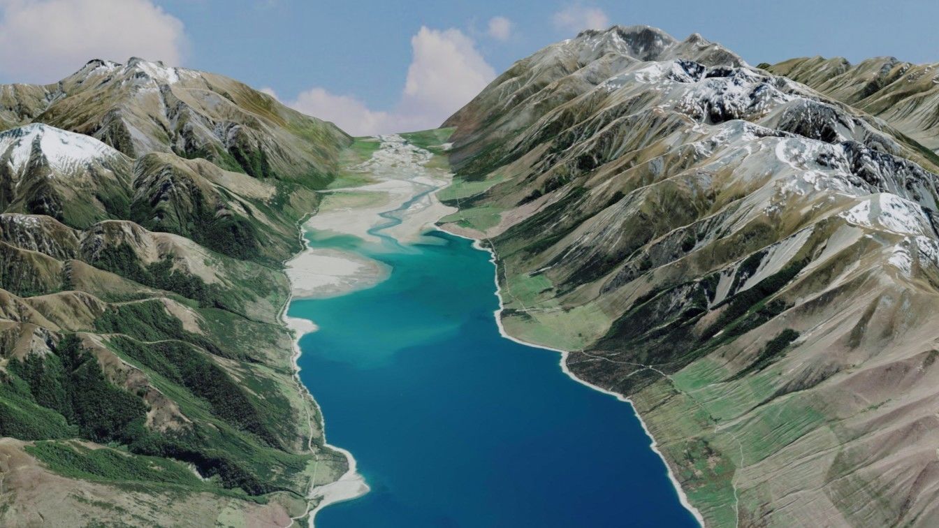 Snow Mountains Valley - Lake Hawea 3D model | CGTrader