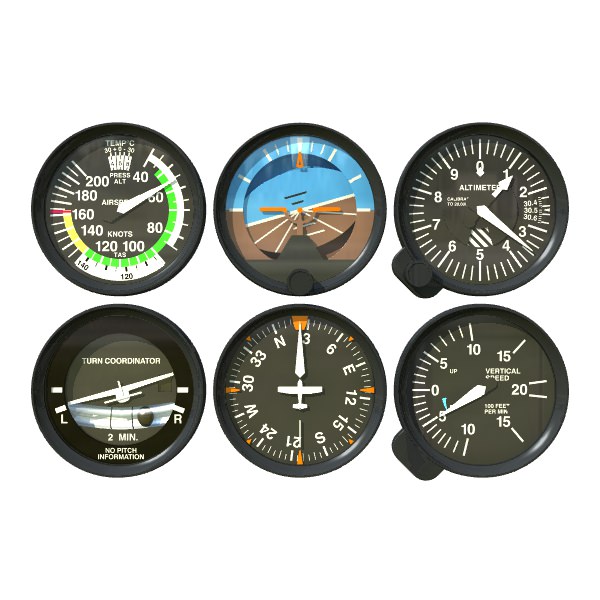 Aviation Instruments Six Pack 3D model | CGTrader