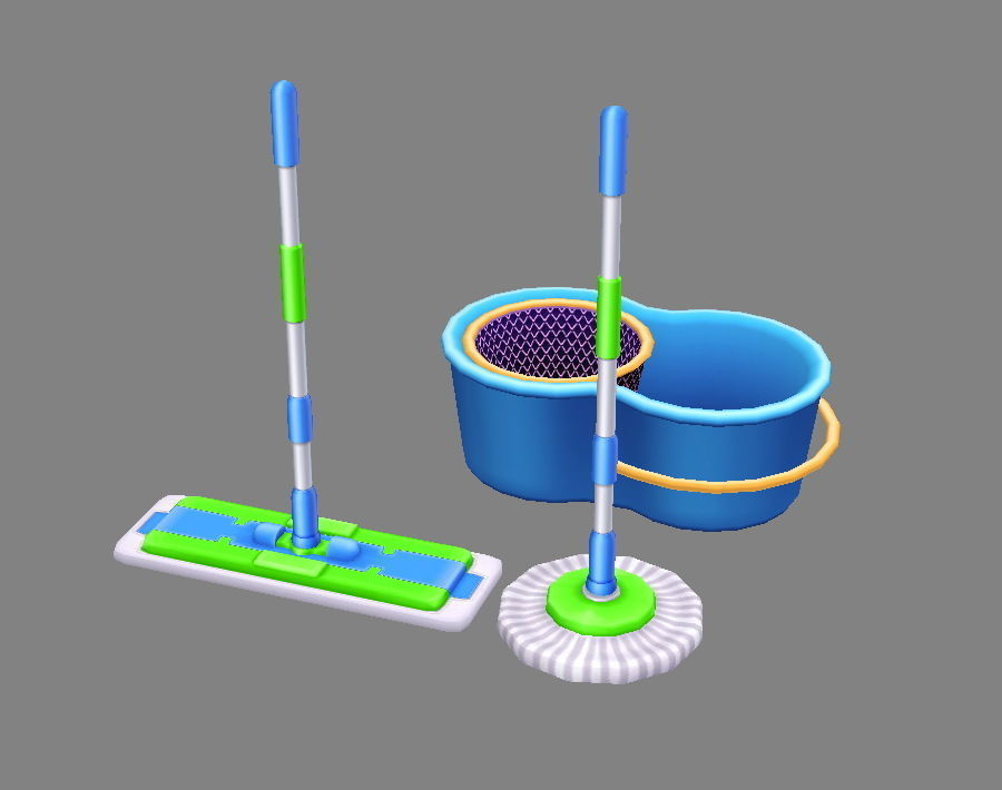 3D model Cartoon mops and bucket VR / AR / low-poly | CGTrader