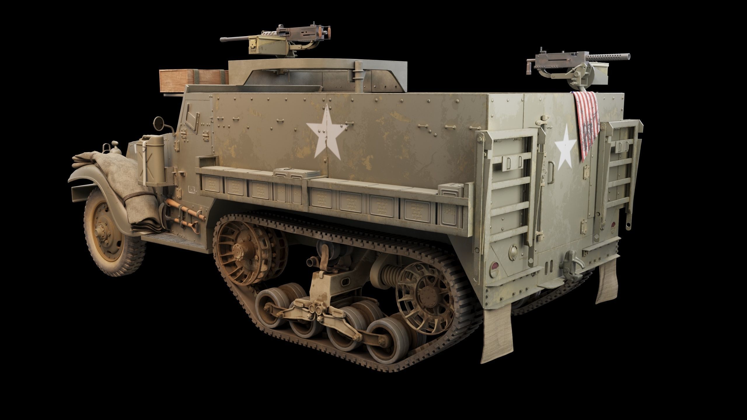 Realistic M3A1 Half-Track 3D HardSurface Model 3D model | CGTrader